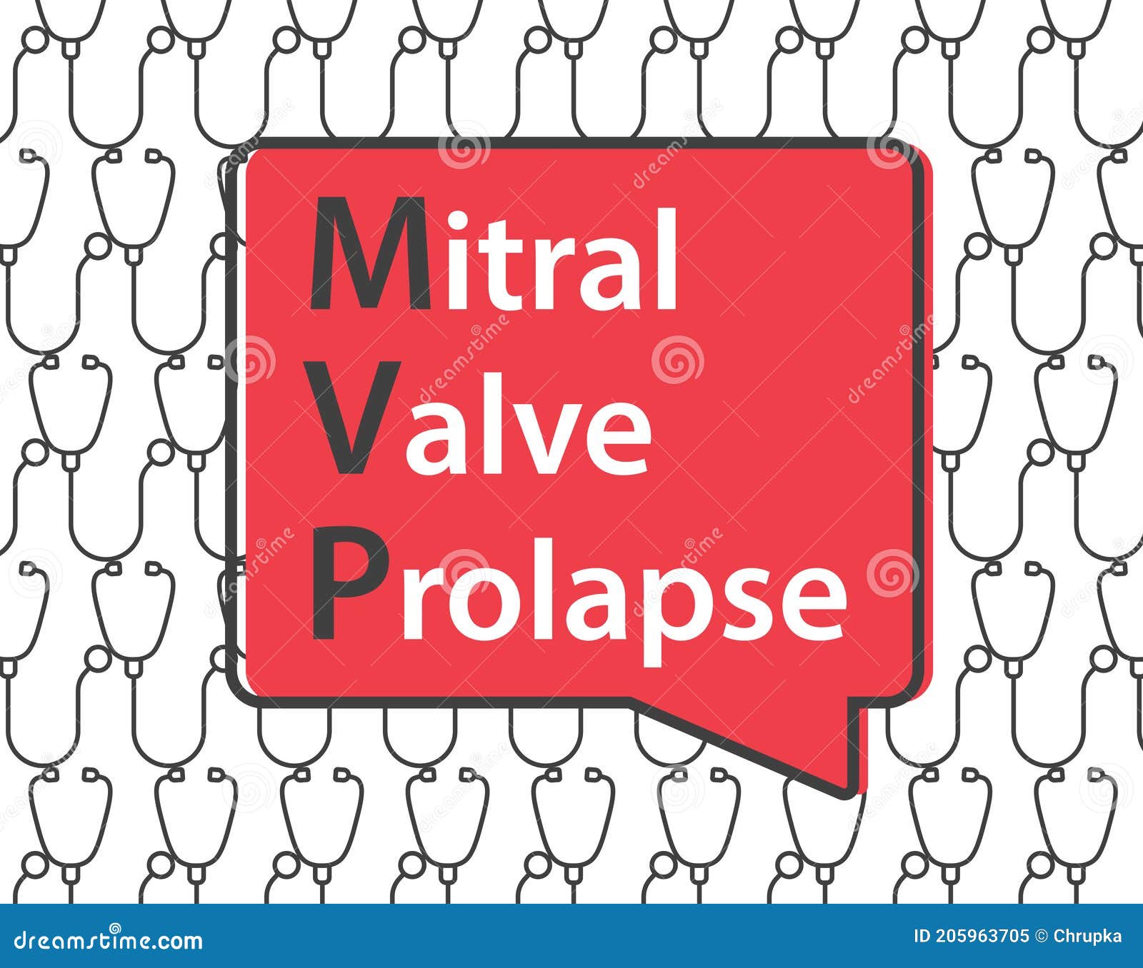 MVP Mitral Valve Prolapse Disease on Stethoscope Pattern Stock Vector ...