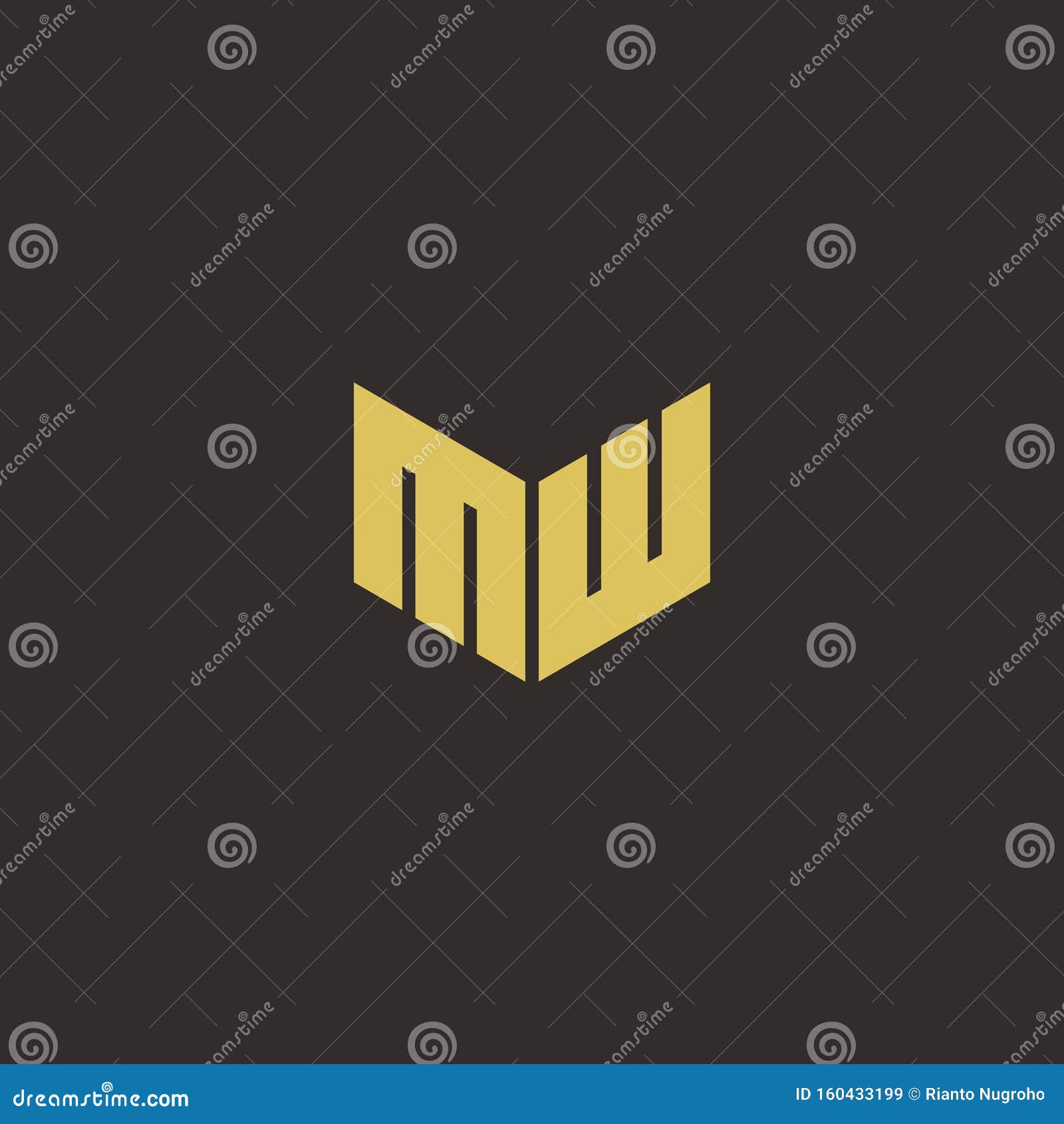 MW Logo Letter Initial Logo Designs Template with Gold and Black ...