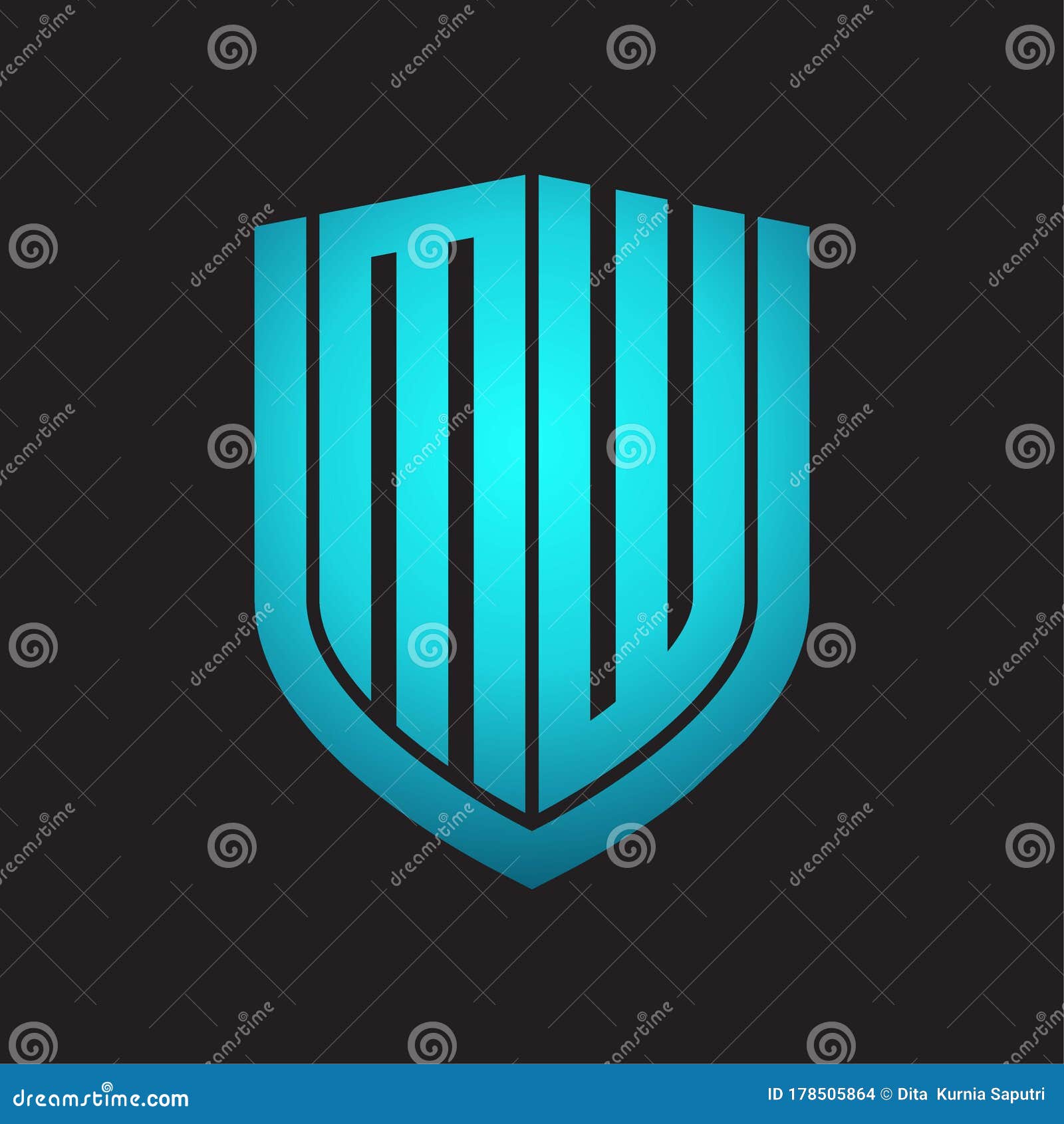 MW Logo Monogram with Emblem Shield Design Isolated with Blue Colors on ...