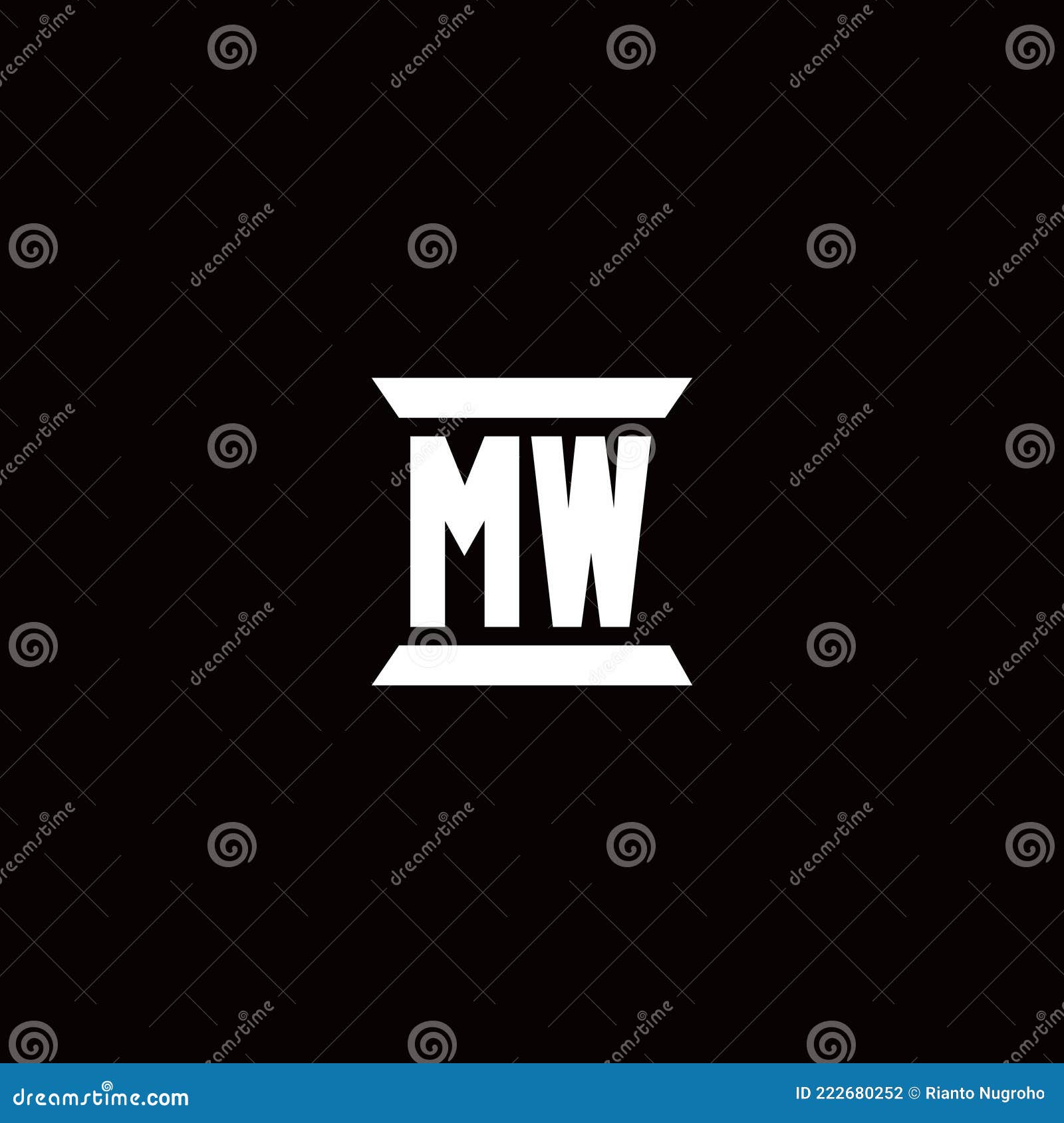 MW Logo Monogram with Pillar Shape Designs Template Stock Vector ...