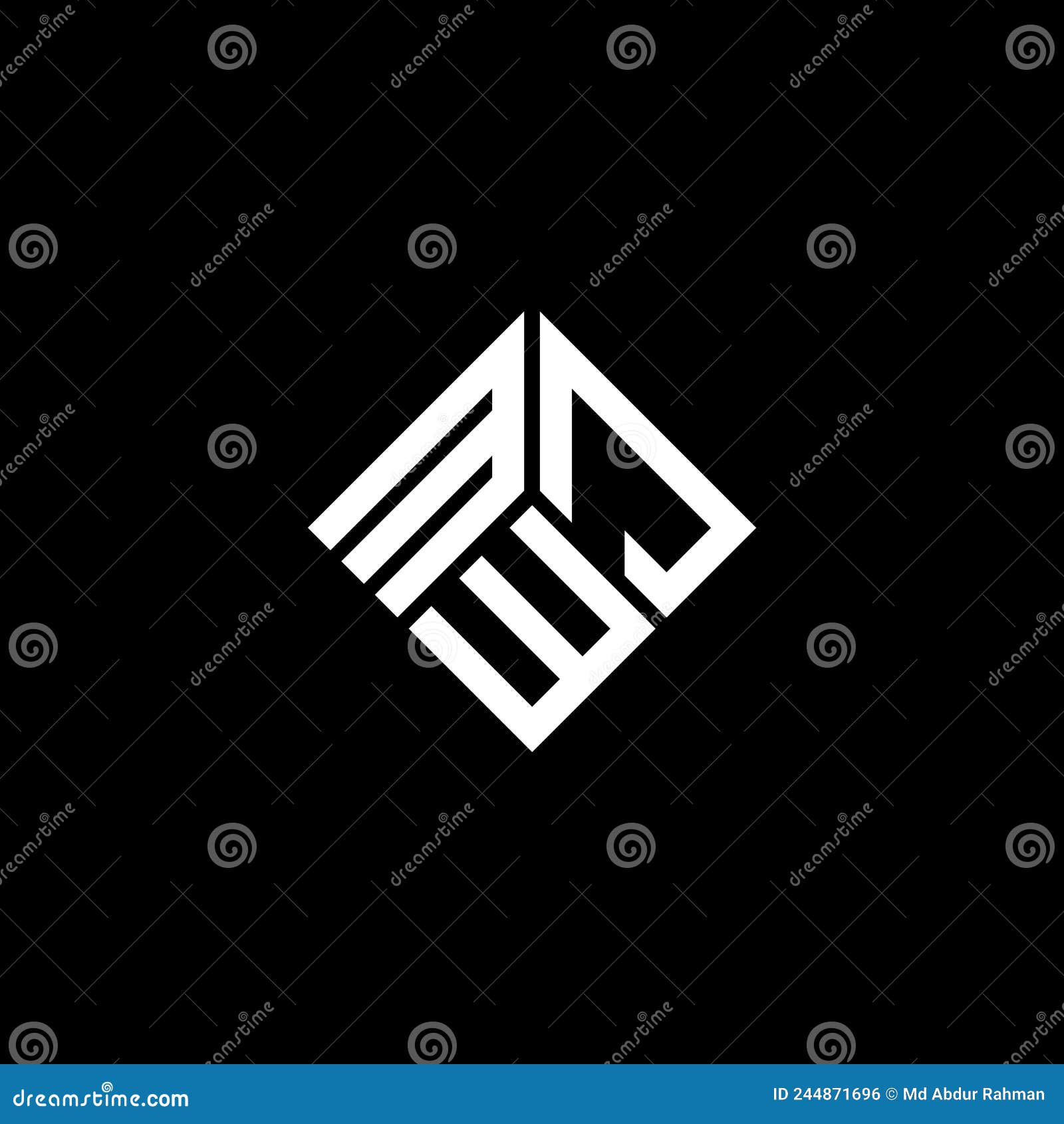 MWJ Letter Logo Design on Black Background. MWJ Creative Initials ...