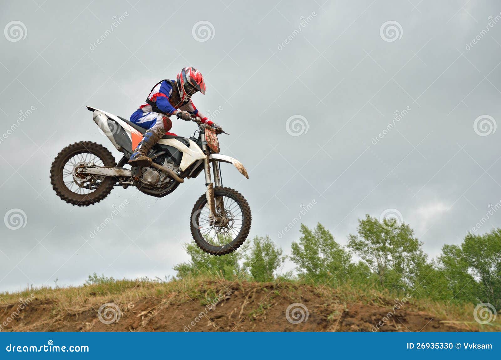 MX Racer Lands on the Front Wheel Stock Photo - Image of bike ...
