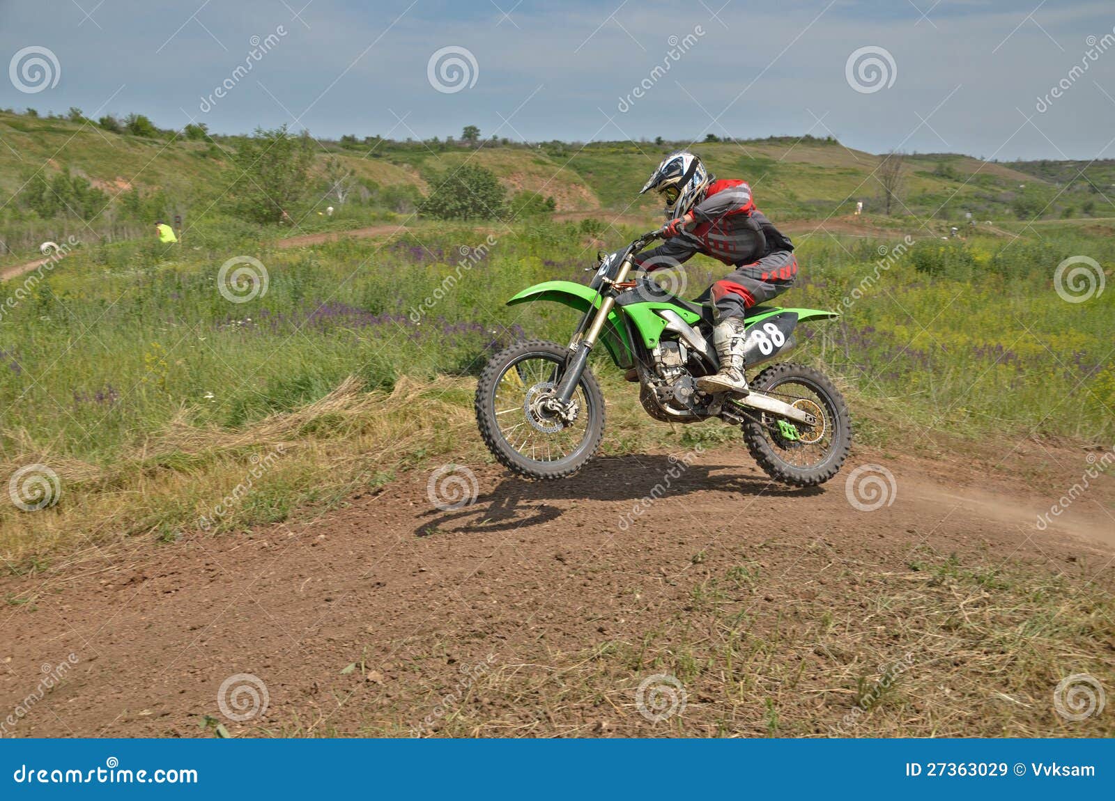 MX Rider on the Bike Jumps from a Hill Stock Image - Image of jump ...
