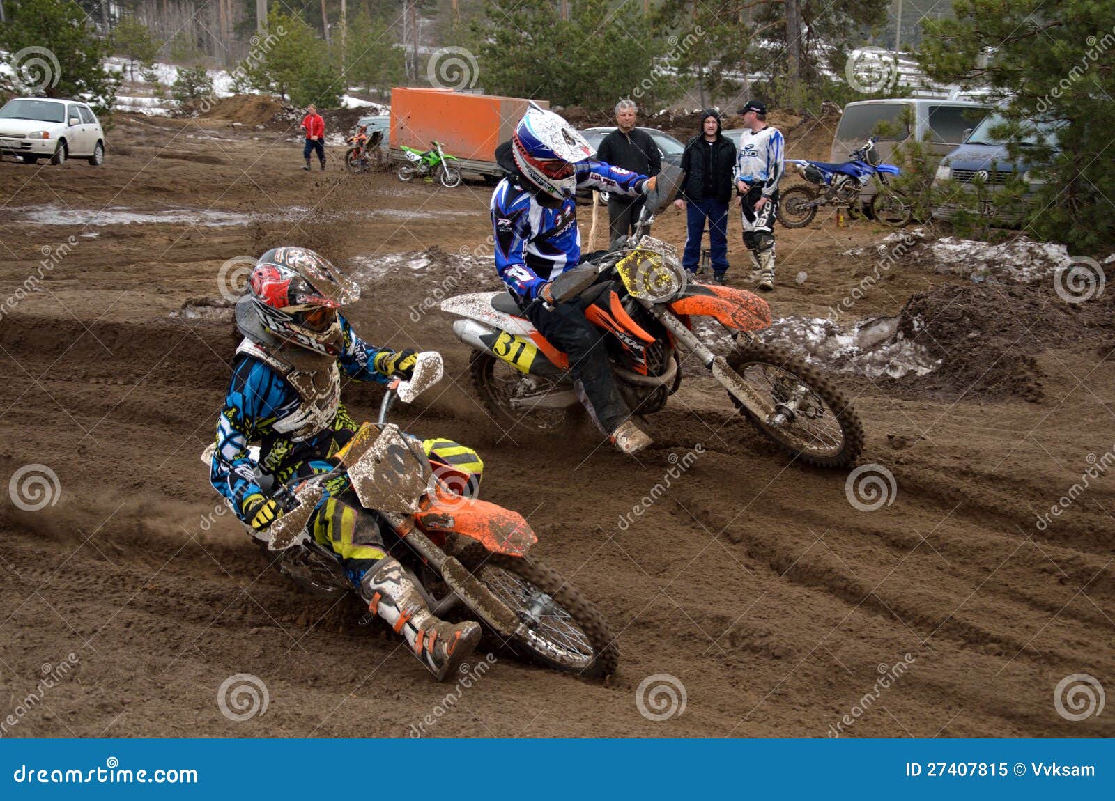 MX Two Riders Competing in the Rotation Editorial Image - Image of ...