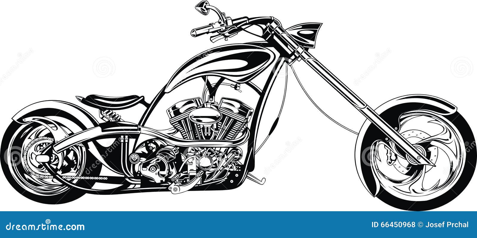 Chopper Motorcycle Clipart Black And White
