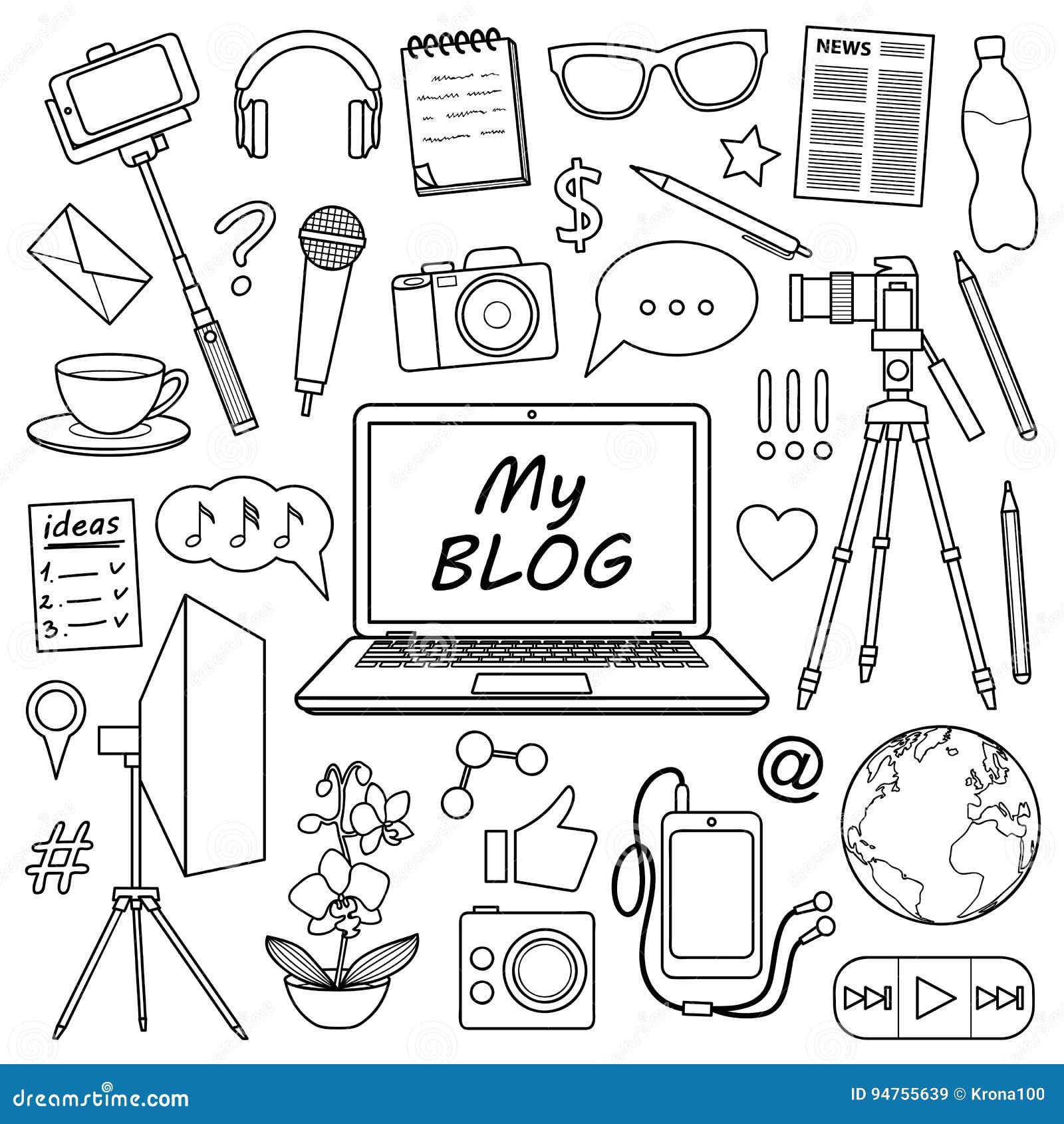 Blog , Bloger , Web ,illustration Cartoon Drawing And White Background ...