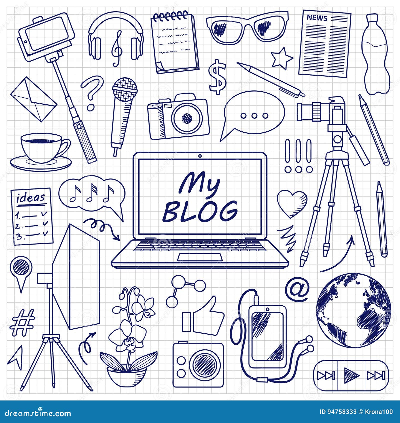 Blog , Bloger , Web ,illustration Cartoon Drawing And White Background ...