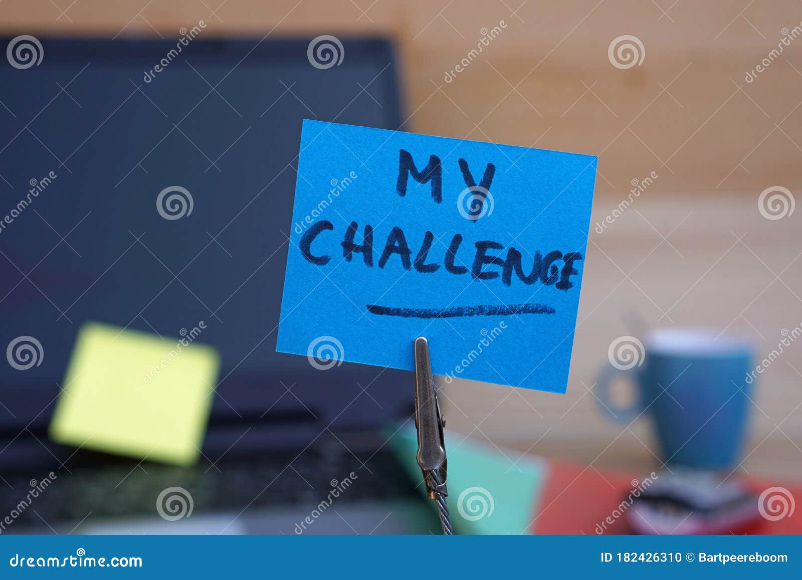 My Challenge Written on a Memo Stock Photo - Image of love, performance ...