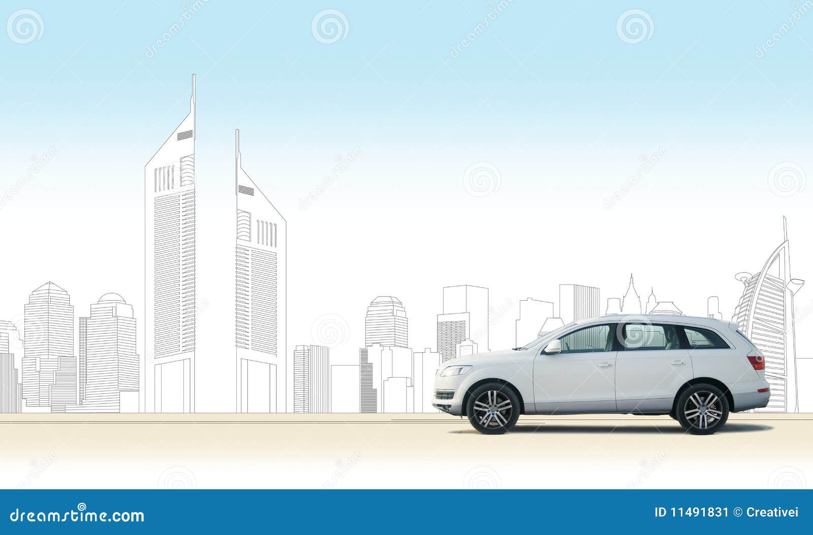 My City My Car (Dubai) stock illustration. Illustration of modern ...
