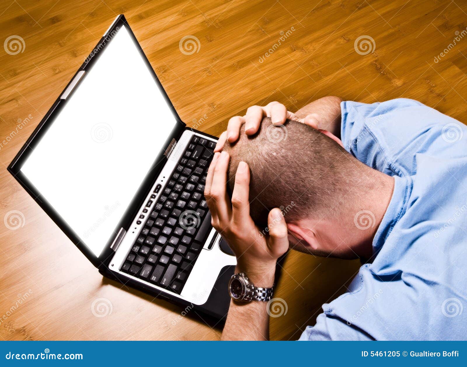 My computer make me crazy! stock image. Image of satisfied - 5461205