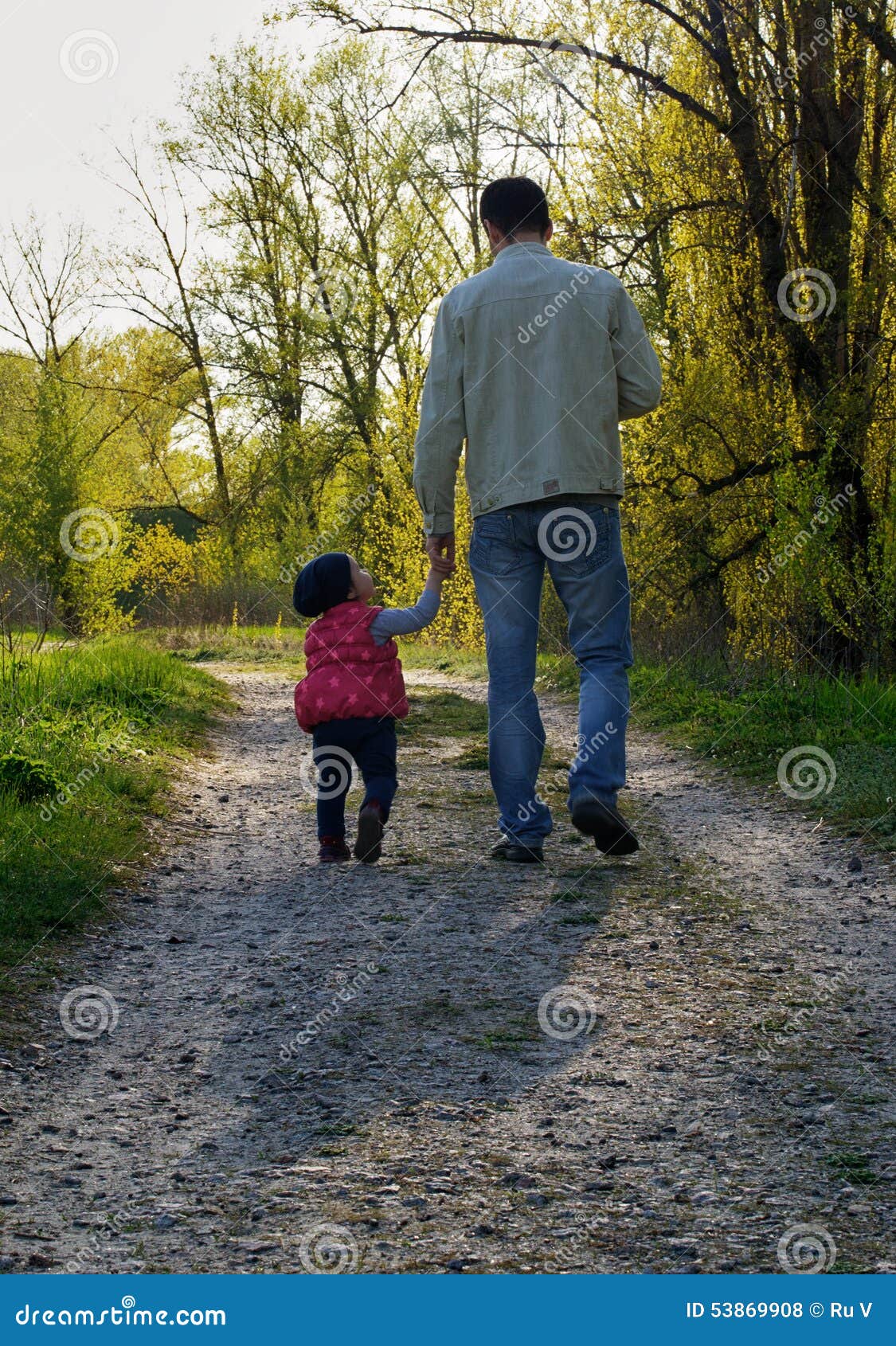 My Dad. Father and Daughter Walk Down the Path. Stock Photo - Image of ...