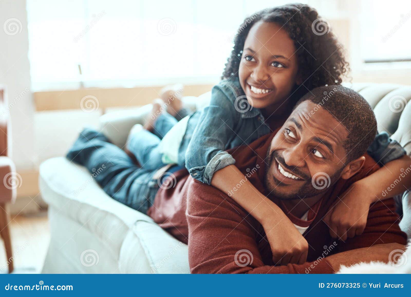 My Dad is My Protection. a Father and Daughter at Home. Stock Image ...