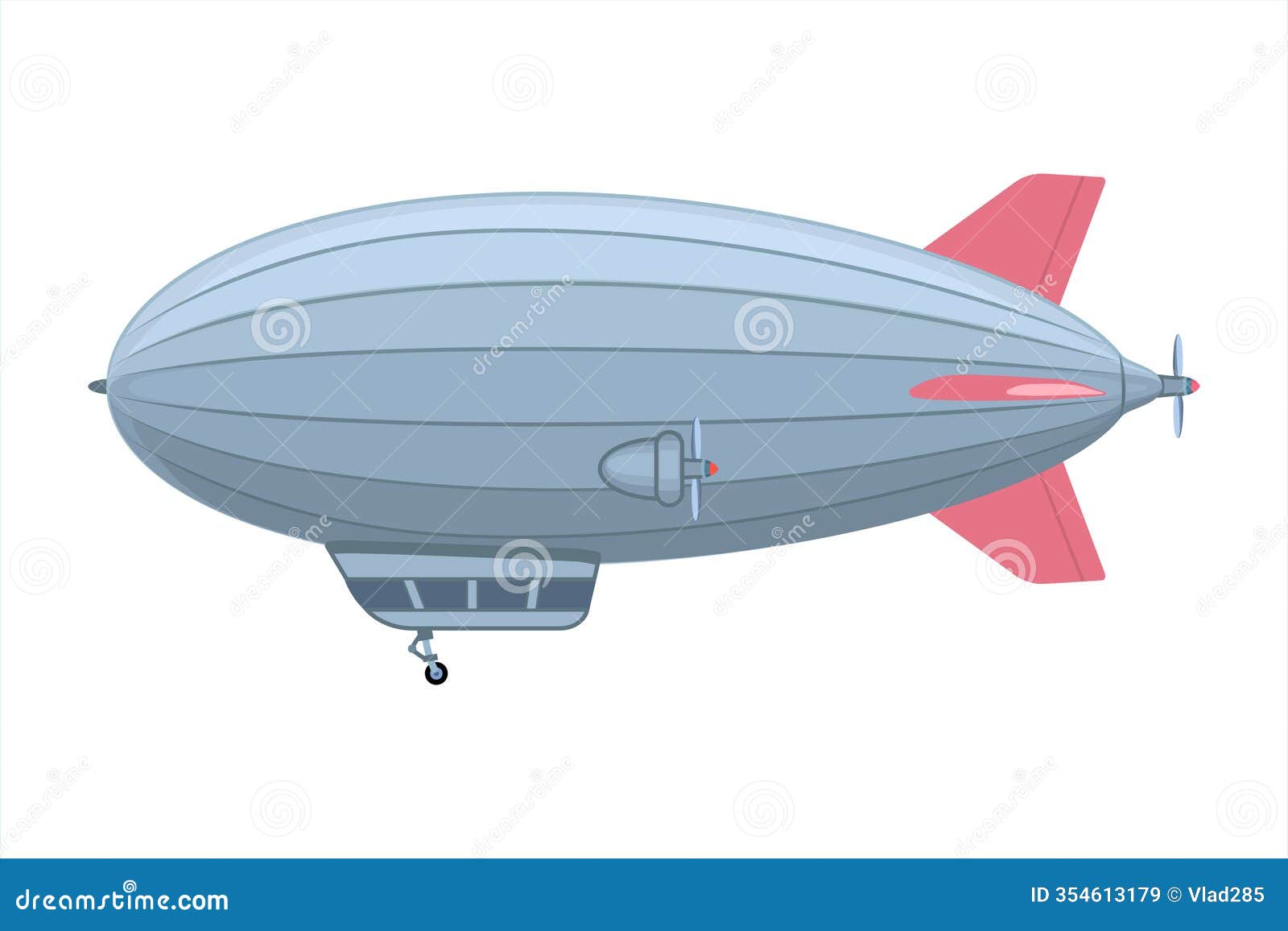 Modern Blue Pink Stylized Airship. Stock Vector - Illustration of ...