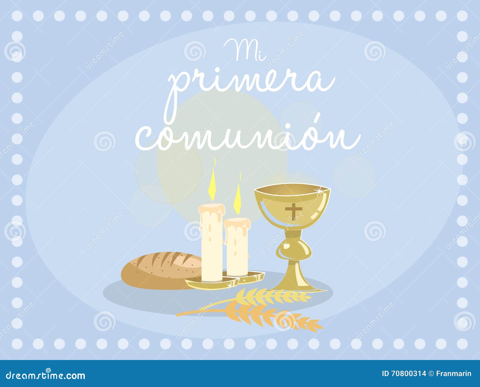 My First Communion. Blue Card Invitation Stock Vector - Illustration of ...