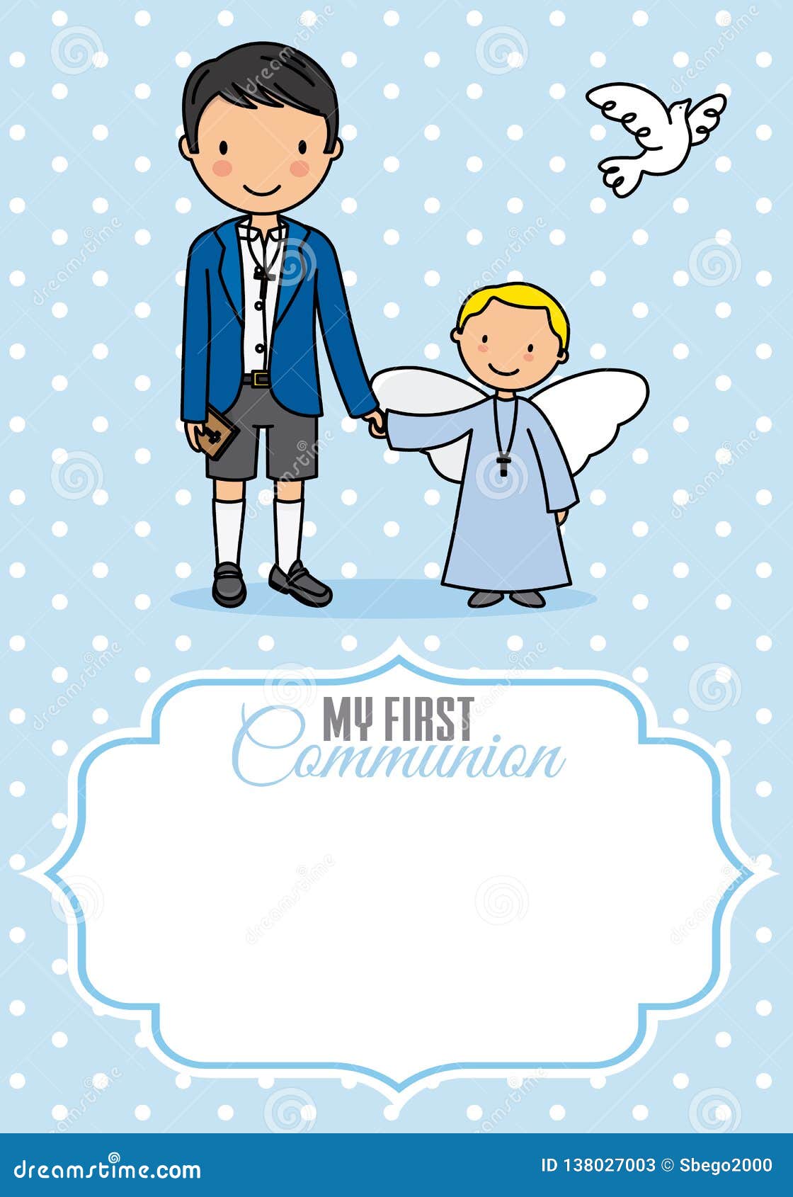 My First Communion. Boy and Angel Stock Vector - Illustration of text ...