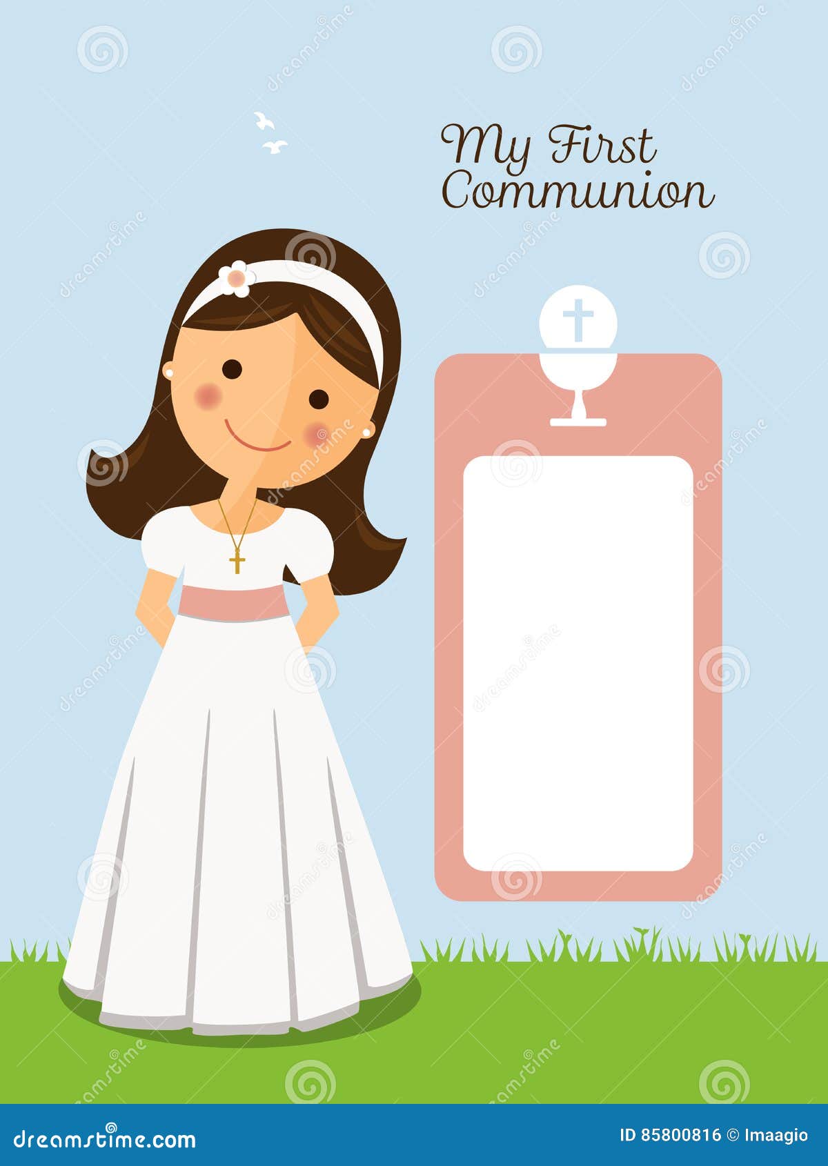 My First Communion Invitation with Message Stock Vector - Illustration ...