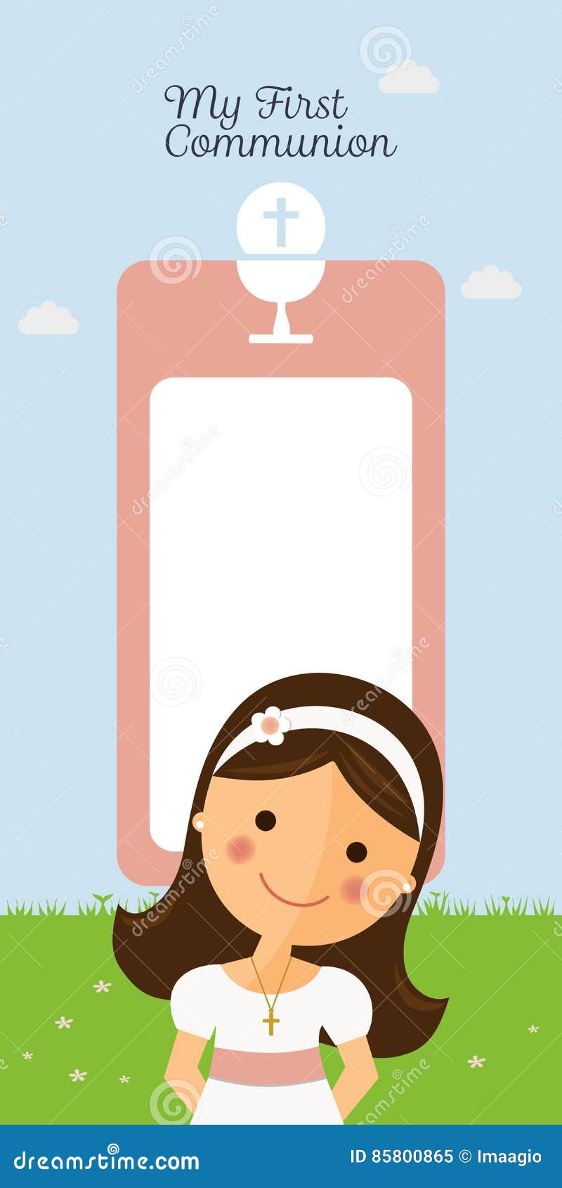 My First Communion Vertical Invitation Stock Vector - Illustration of ...