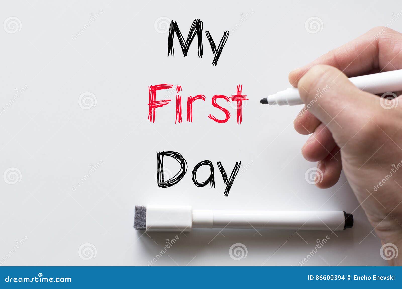 My First Day Written on Whiteboard Stock Photo - Image of creative ...
