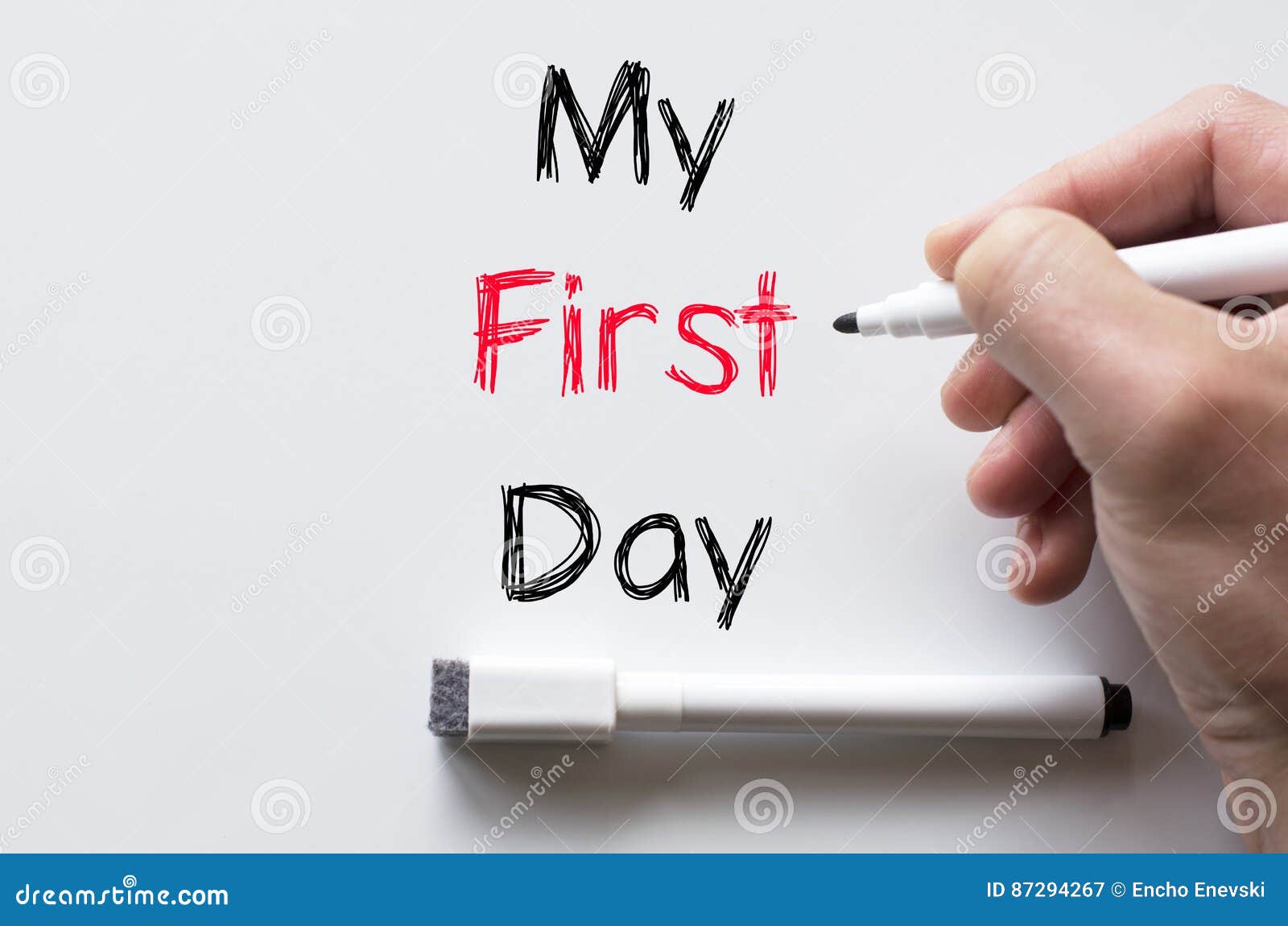 My First Day Written on Whiteboard Stock Image - Image of carboard ...