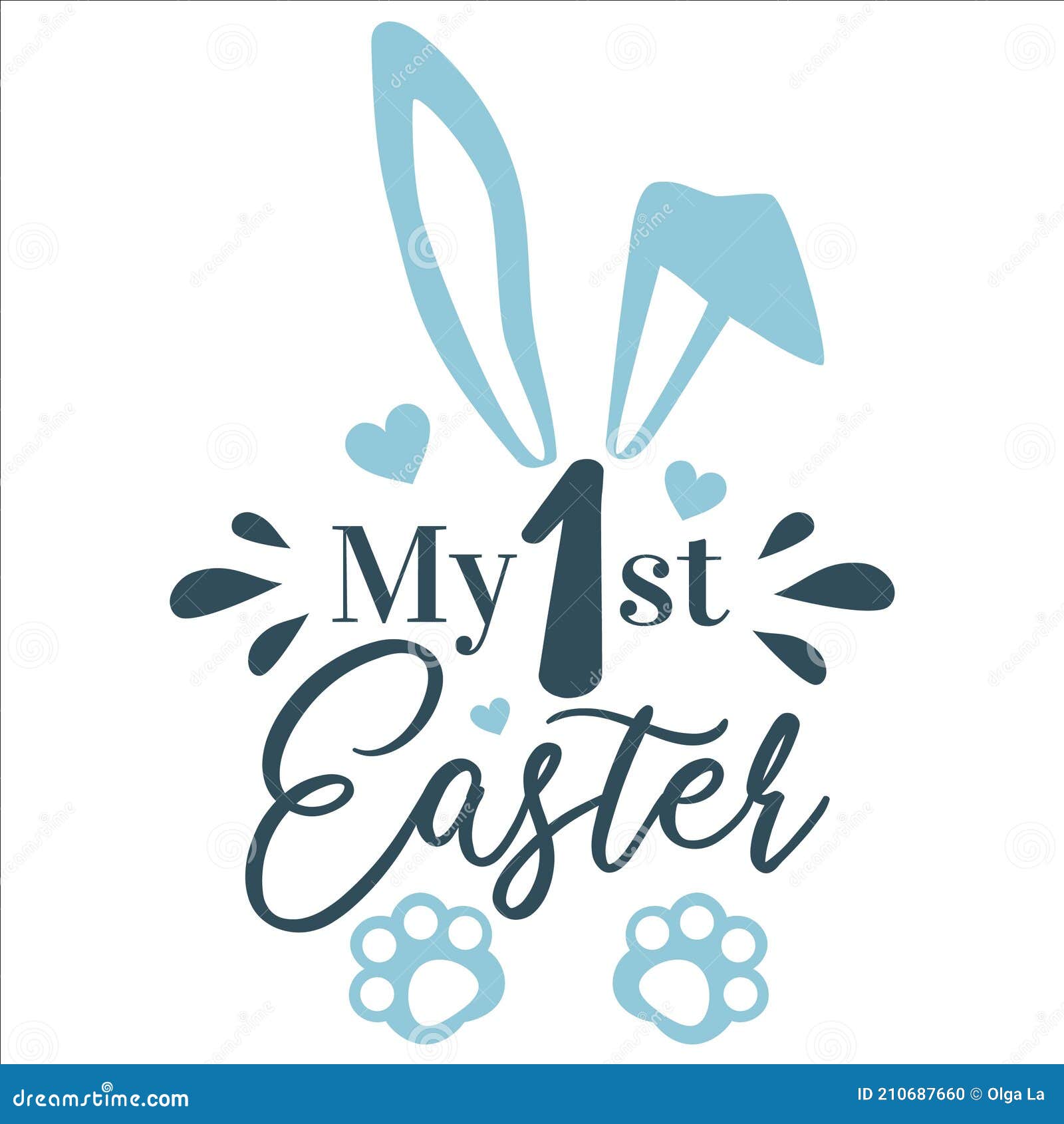 My First Easter Greeting Card With Silhouette Of Bunny, Rabbit. Vector ...
