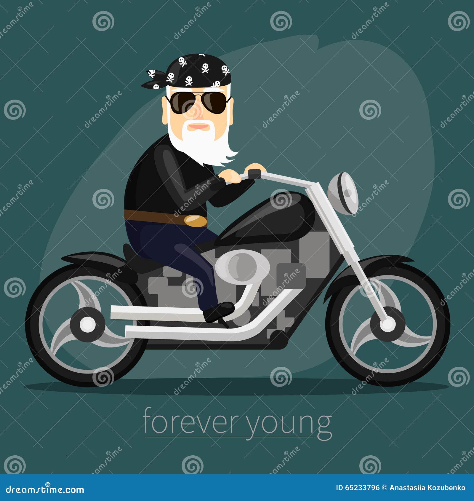 My Grandfather Forever Young Biker Stock Illustration - Illustration of ...