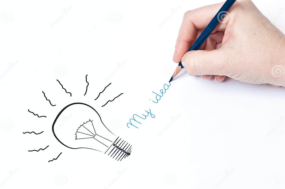 My idea stock image. Image of innovation, line, bulb - 12666047
