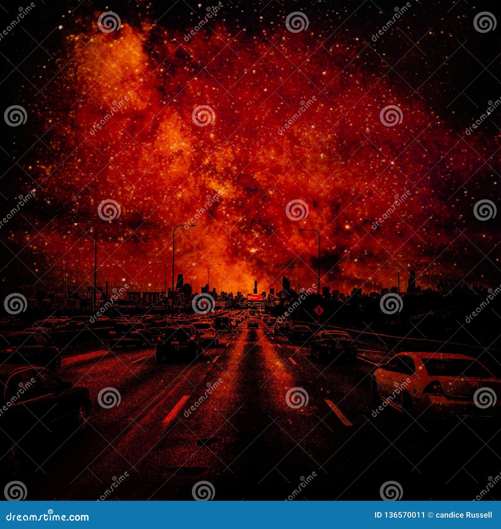 My Image of Chicago with a Burning Red Sky Stock Image - Image of fire ...