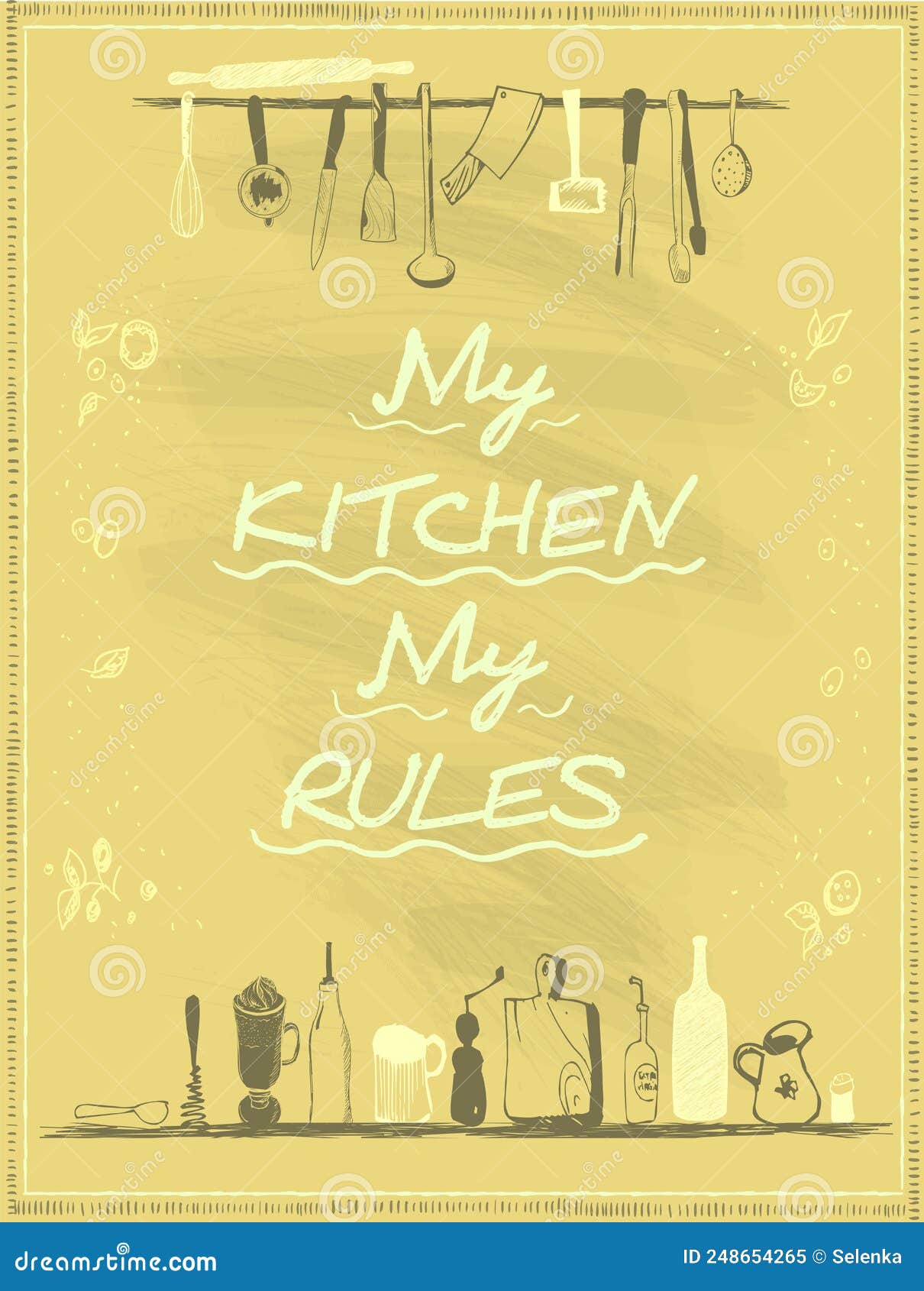 My Kitchen, My Rules, Vector Quote Card Mockup Stock Vector ...