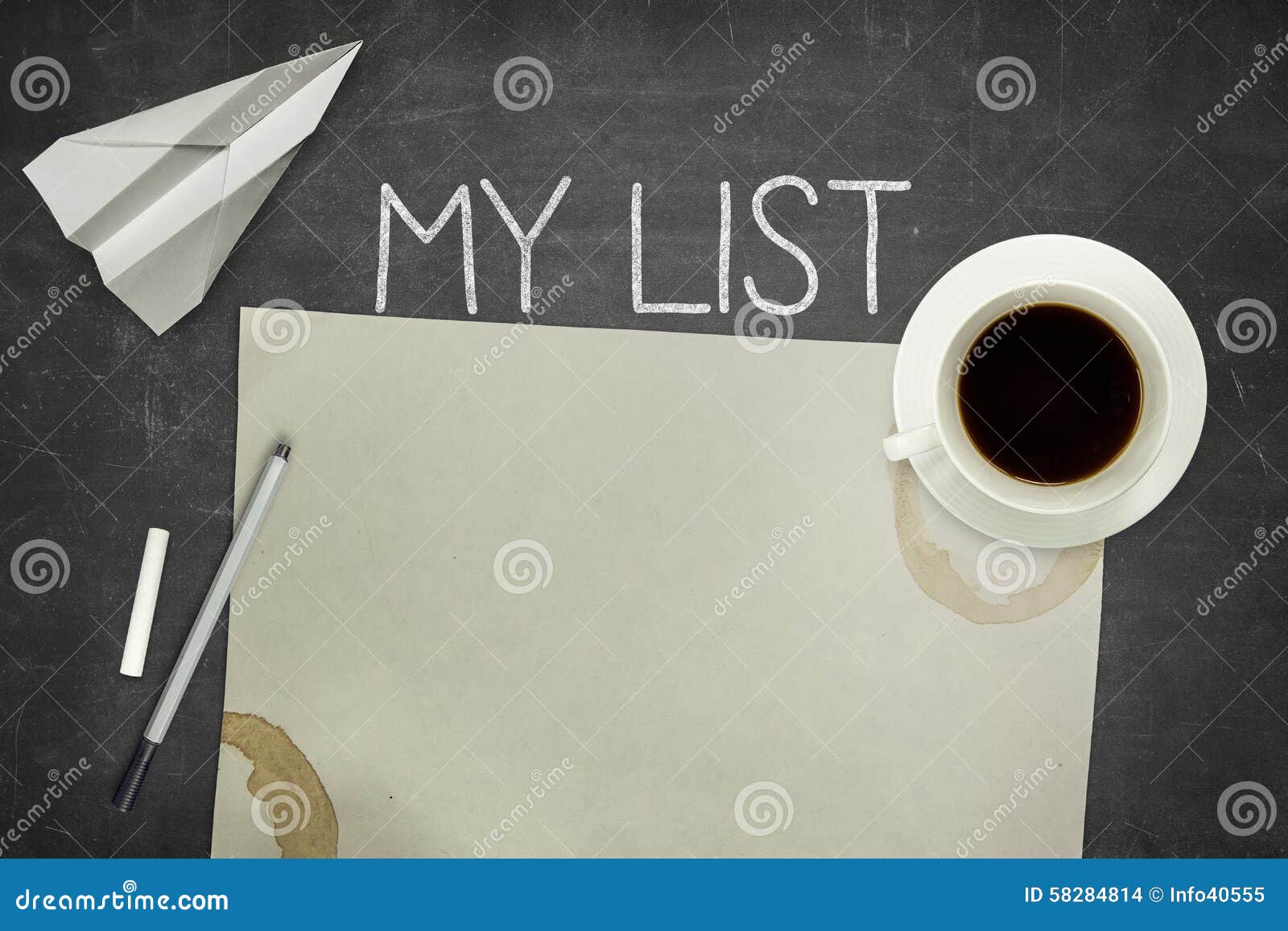 My List Concept on Black Blackboard Stock Photo - Image of handwriting ...