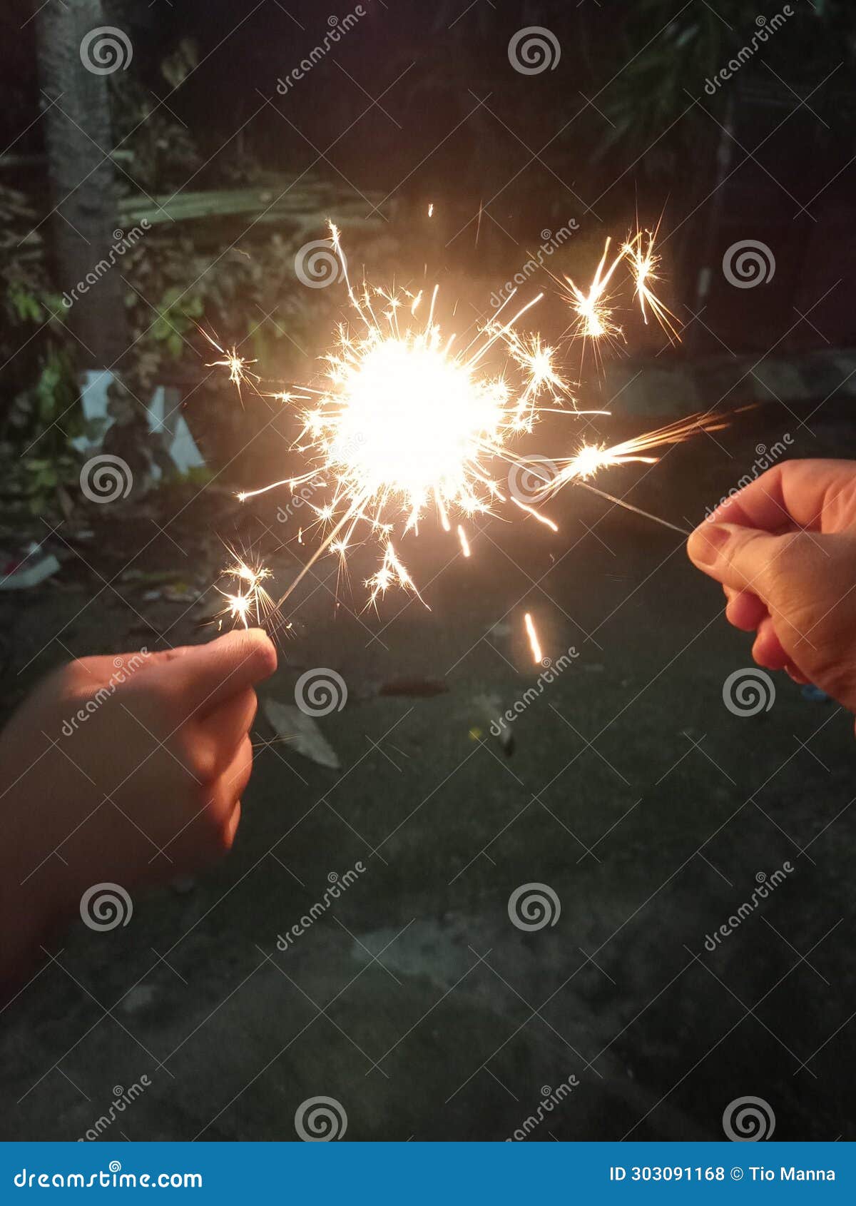 With My Little Brother Playing the Firework so Happy Stock Photo ...