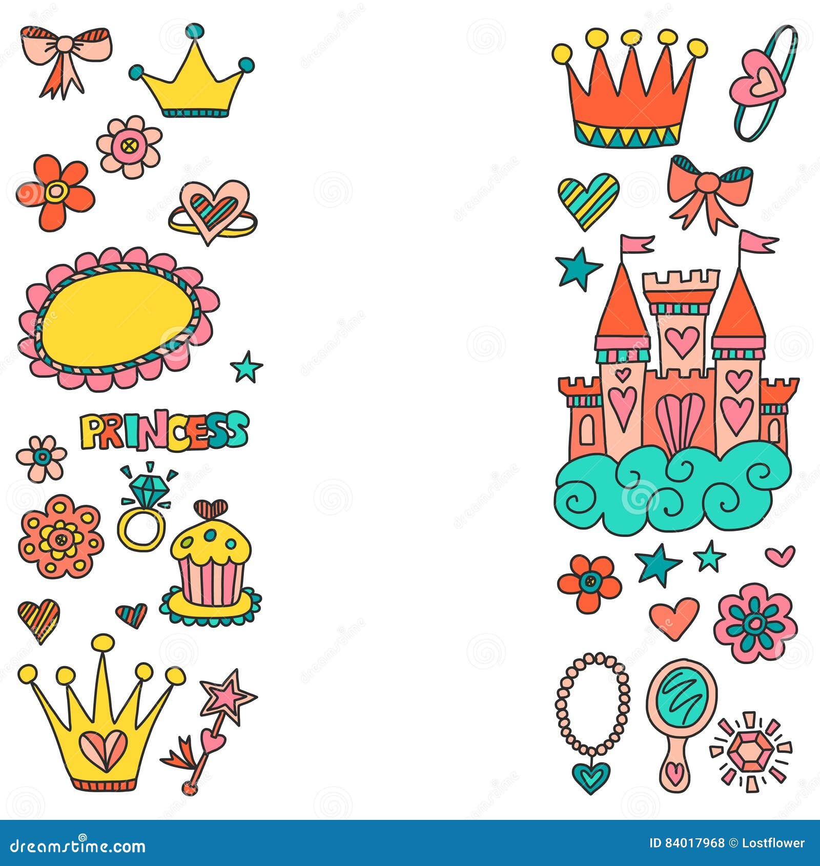 My Little Princess Hand Drawn Doodle Elements Stock Vector ...