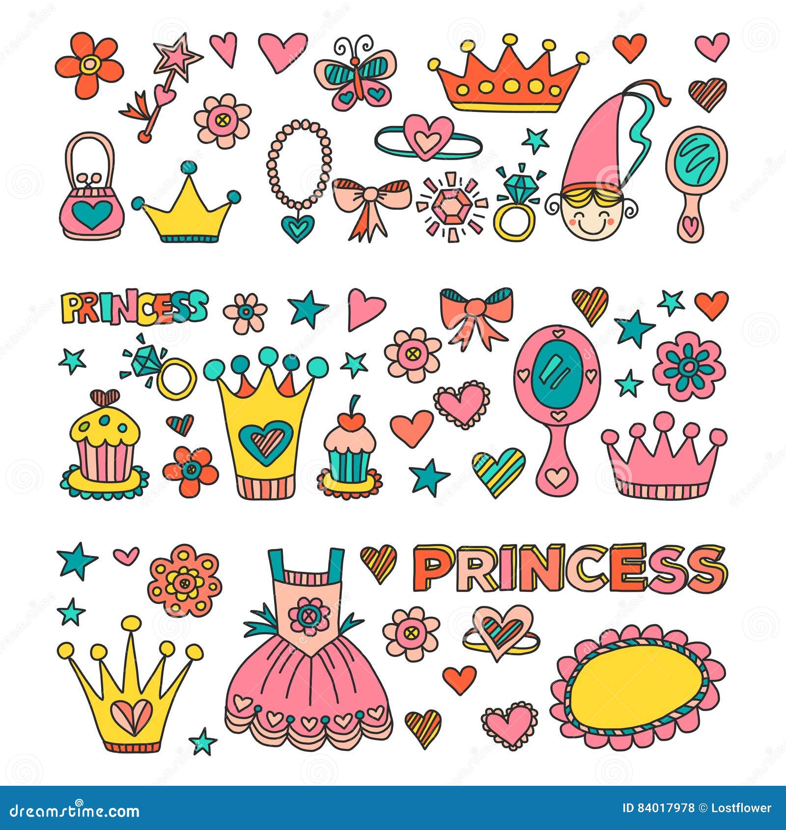 My Little Princess Hand Drawn Doodle Elements Stock Vector ...
