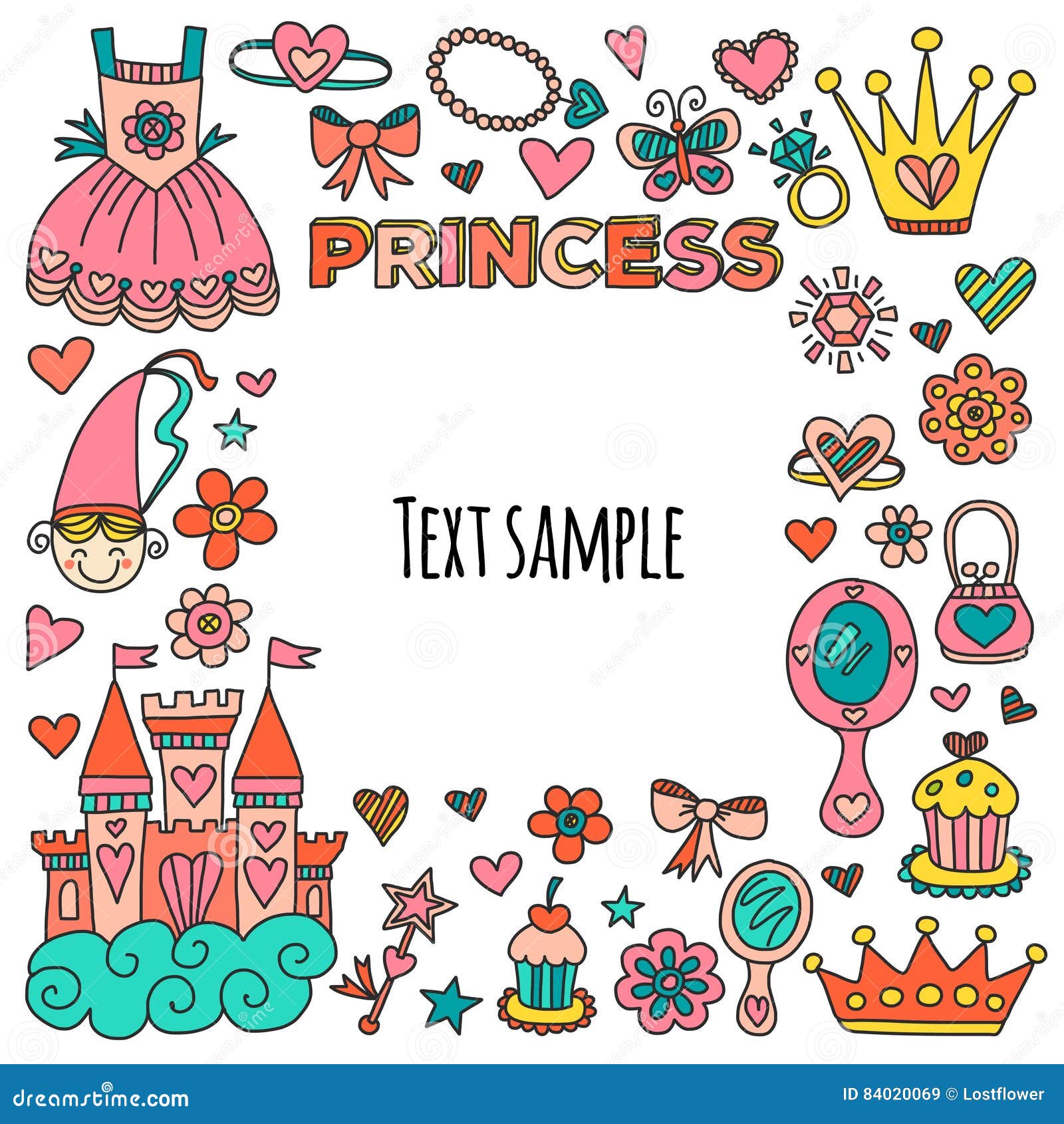 My Little Princess Hand Drawn Doodle Elements Stock Vector ...