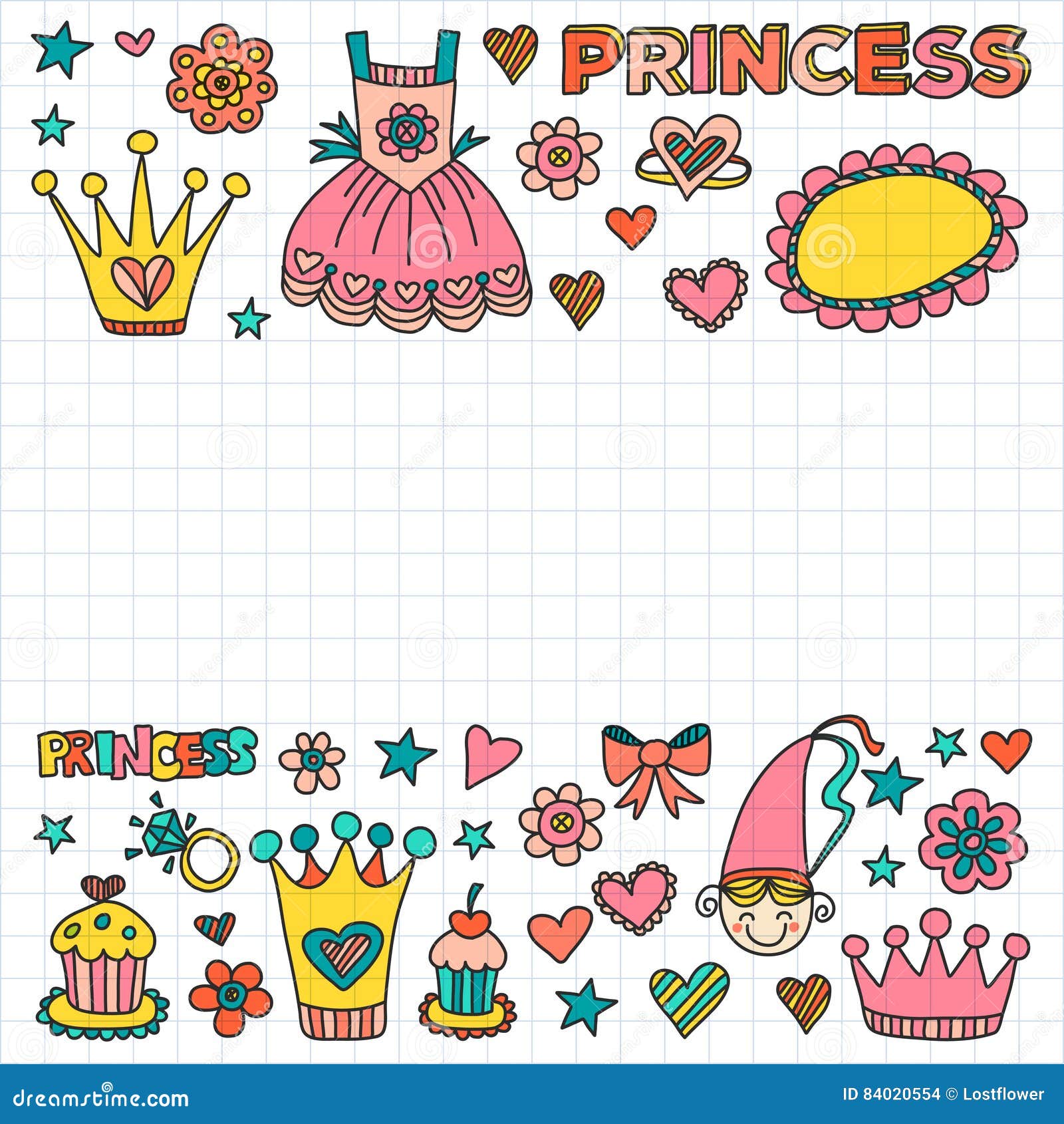 My Little Princess Hand Drawn Doodle Elements Stock Vector ...