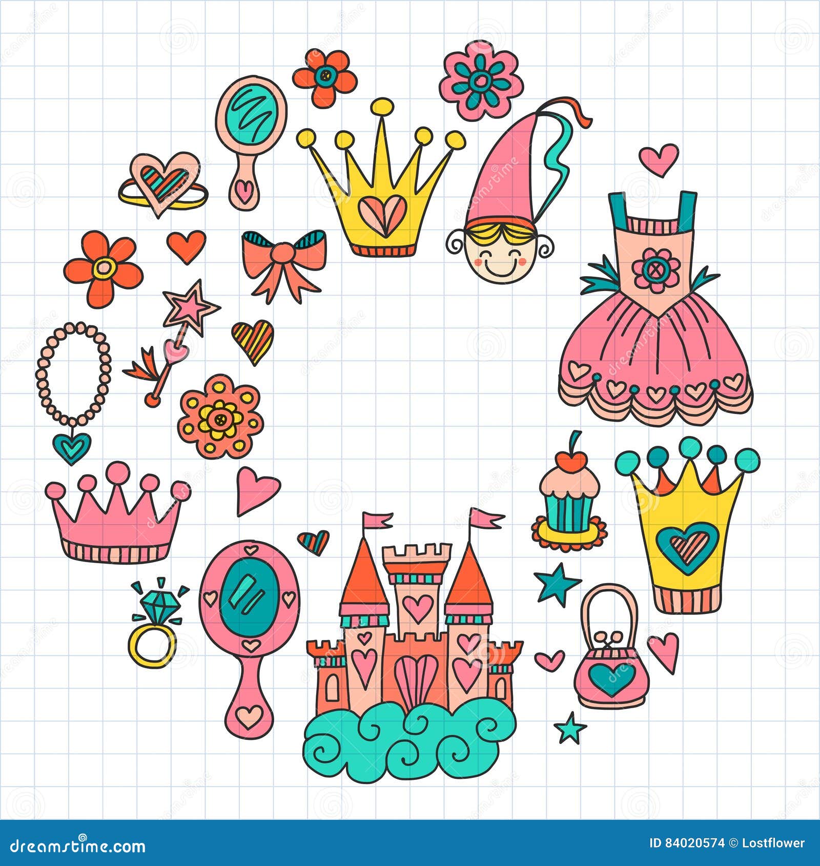 My Little Princess Hand Drawn Doodle Elements Stock Vector ...