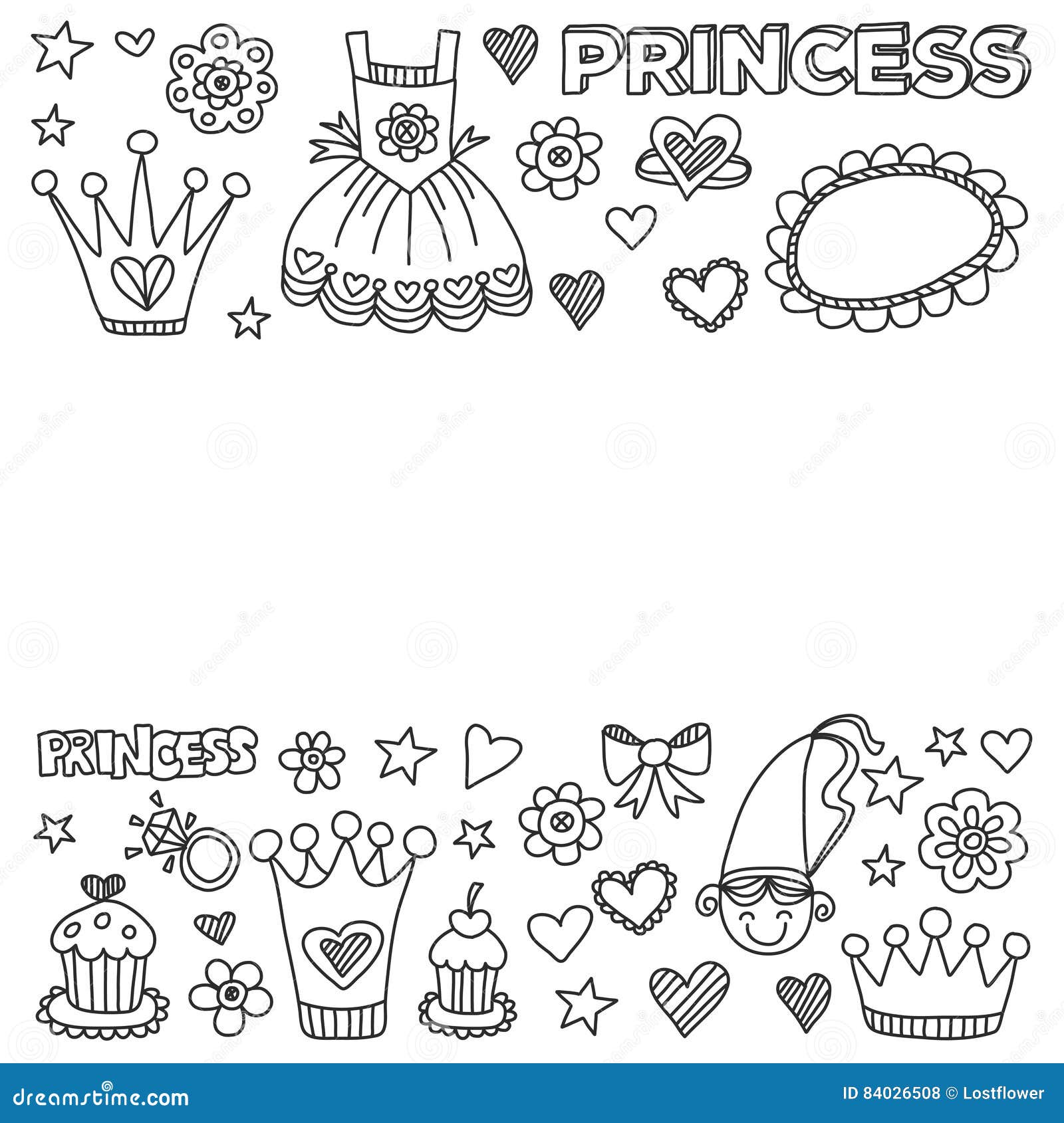My Little Princess Hand Drawn Doodle Elements Stock Vector ...