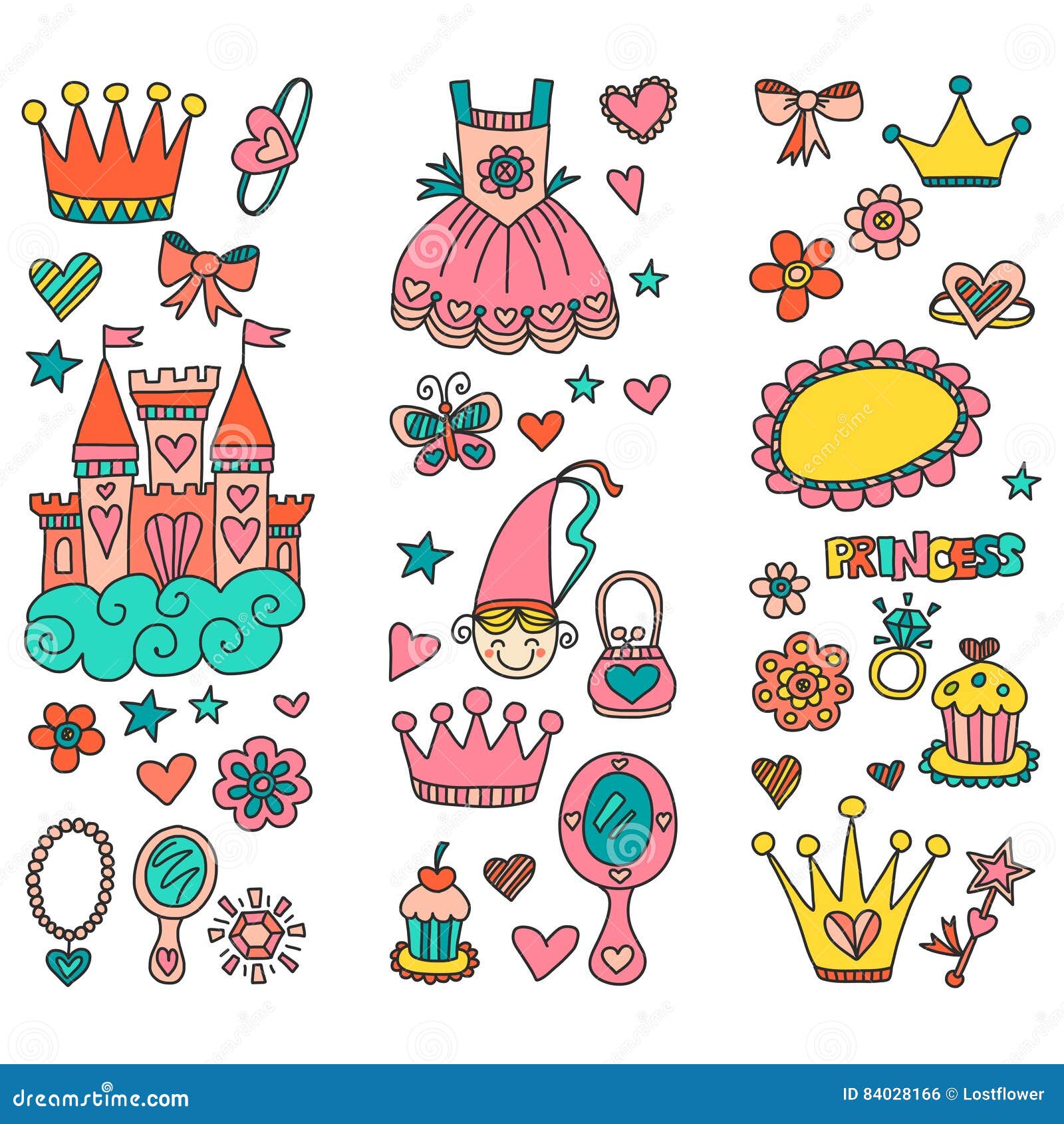 My Little Princess Hand Drawn Doodle Elements Stock Vector ...