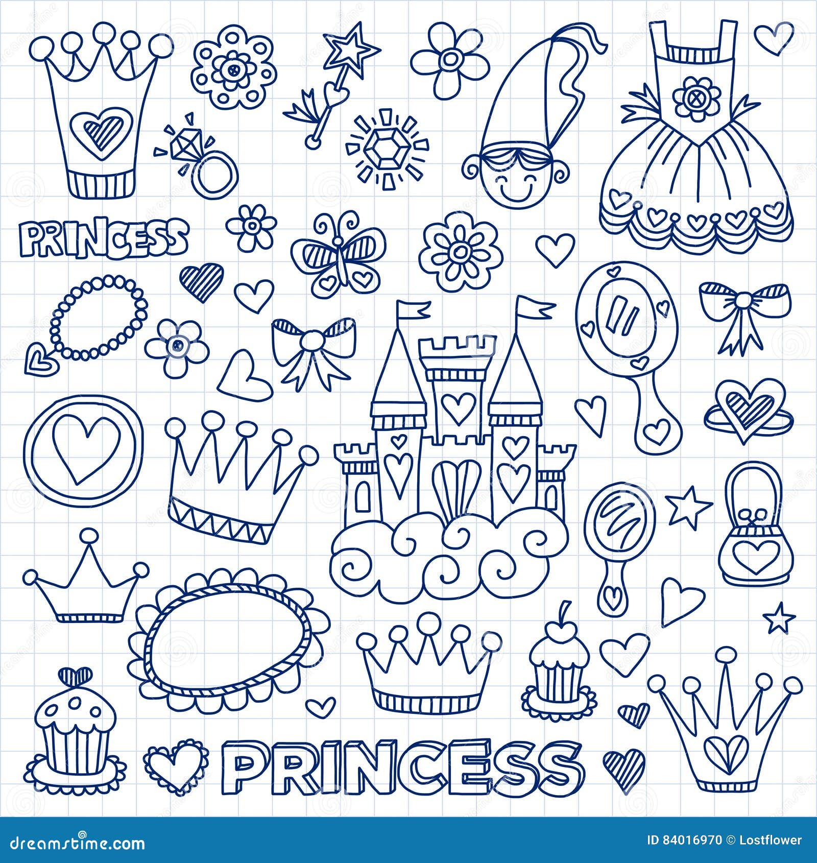 My Little Princess Hand Drawn Doodle Elements Stock Vector ...