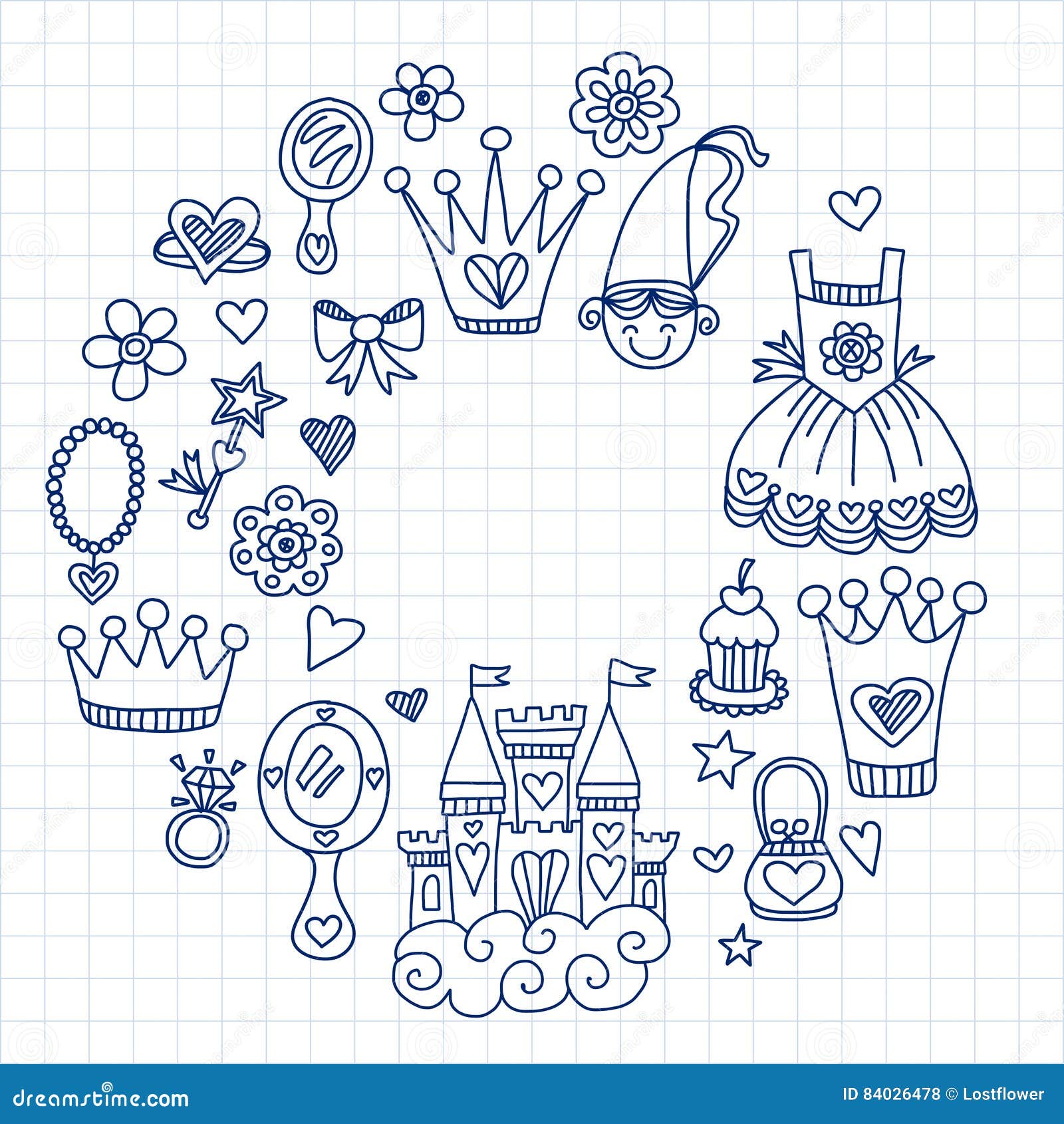 My Little Princess Hand Drawn Doodle Elements Stock Vector ...