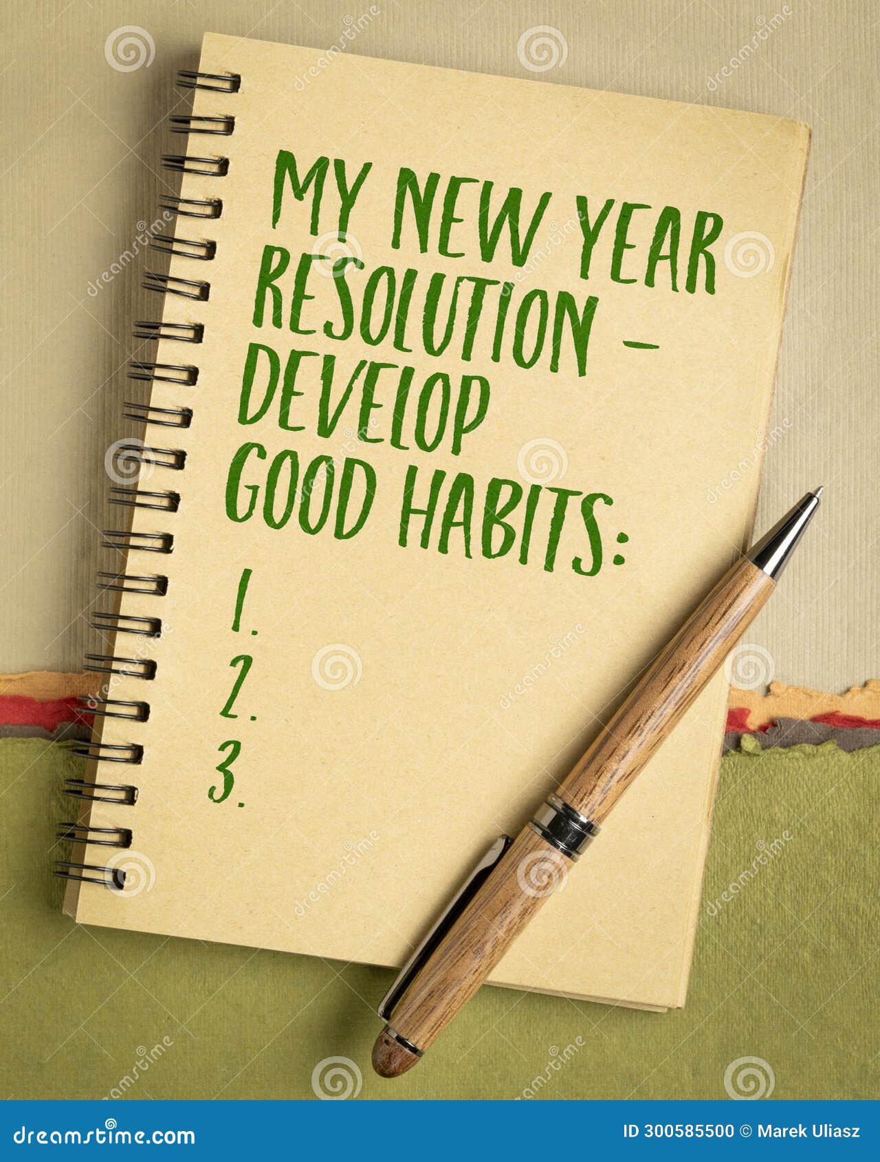 My New Year Resolution - Develop Good Habits, Handwriting in a Notebook ...