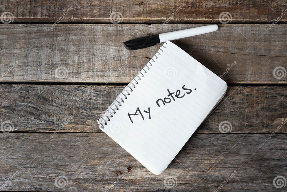 My Notes Words Written with Black Marker on Notebook Stock Image ...