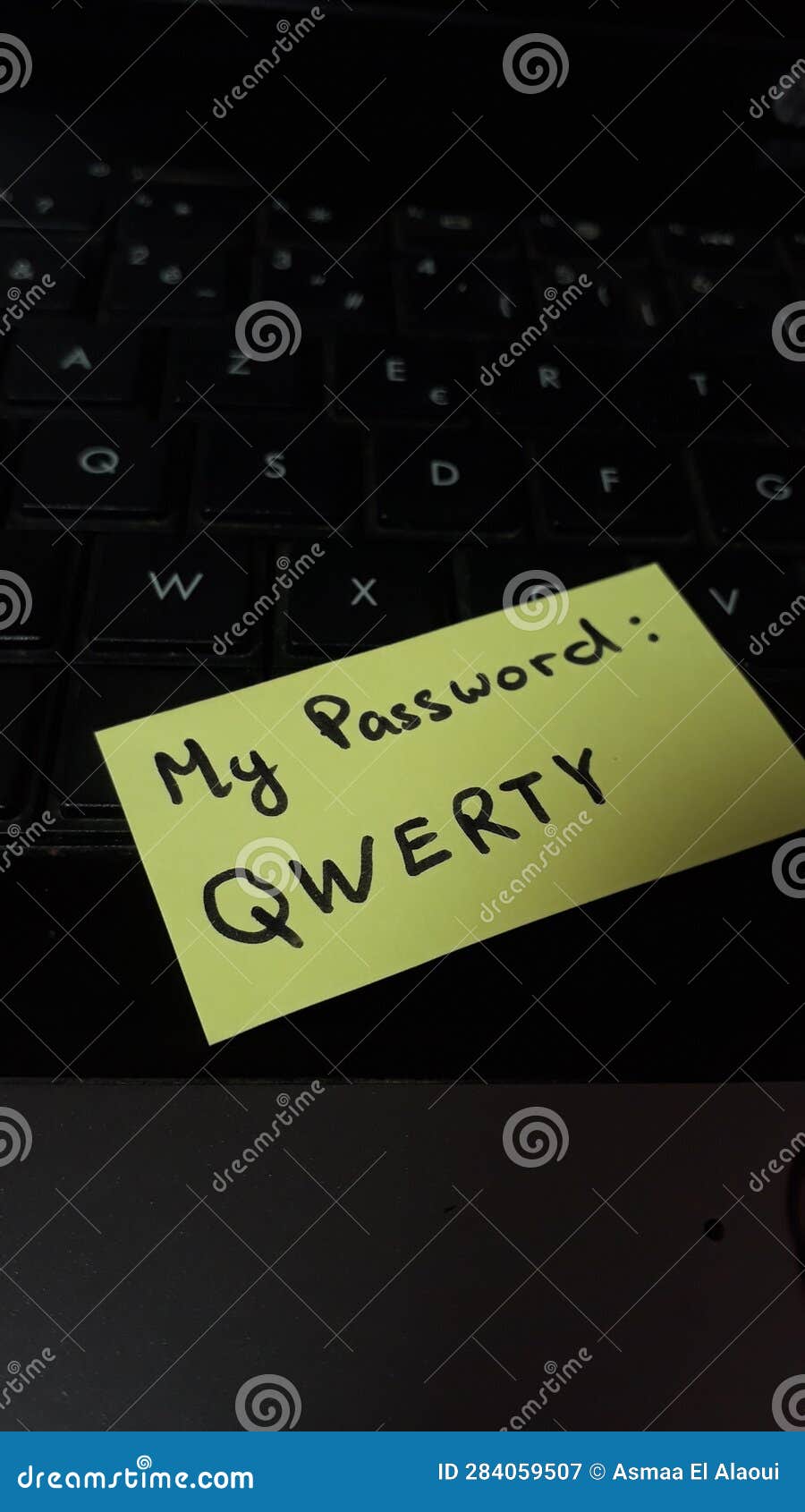 My Password : QWERTY on Sticky Note Stock Image - Image of keyboard ...