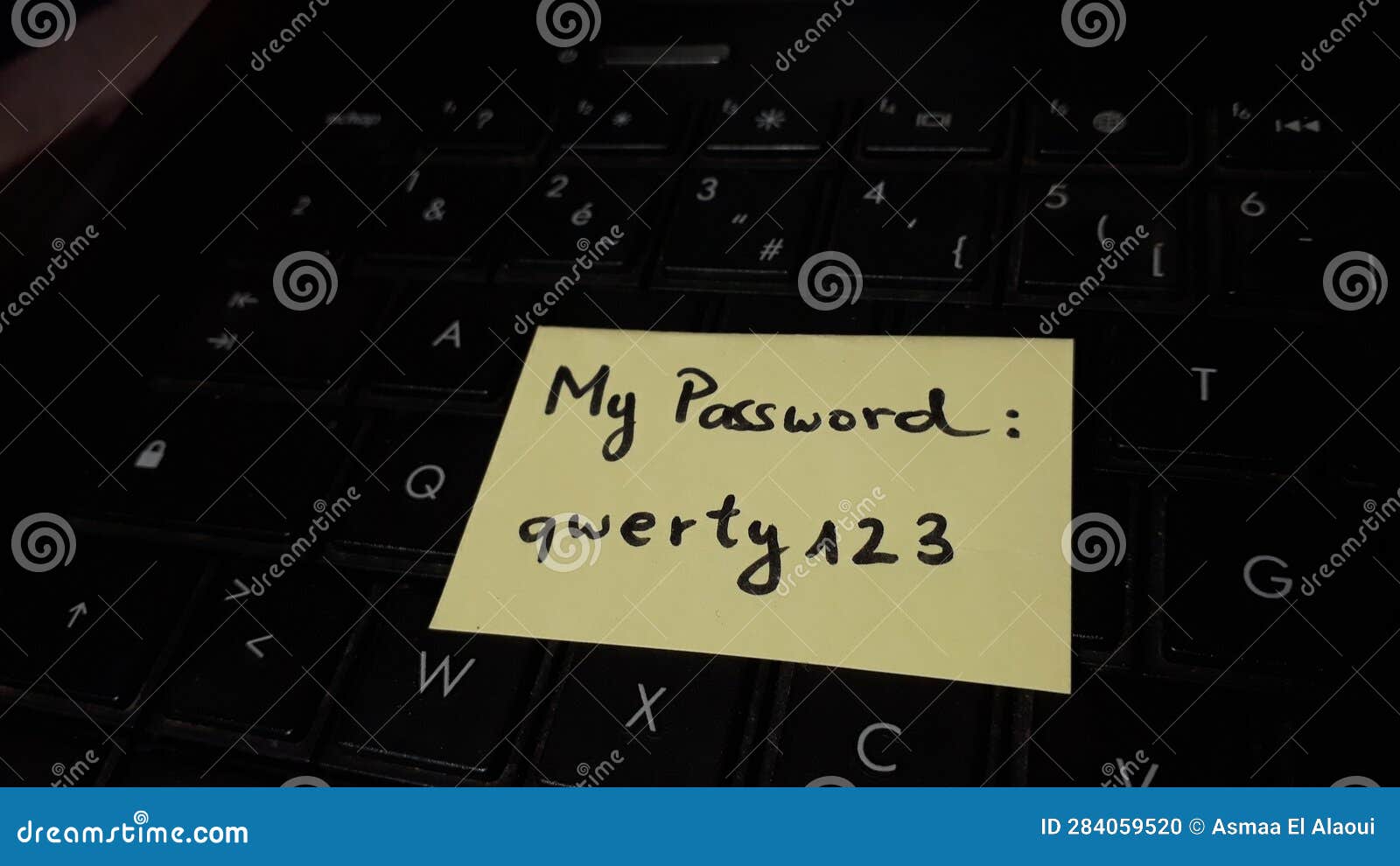 My Password : Qwerty123 on Sticky Notes Stock Photo - Image of ...