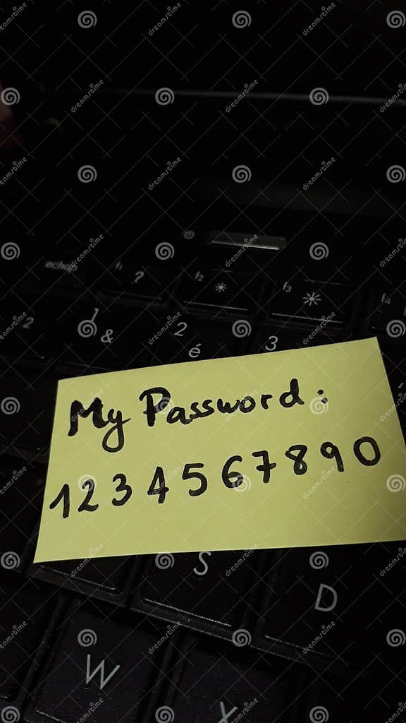 My Password : 1234567890 on Sticky Notes Stock Image - Image of account ...