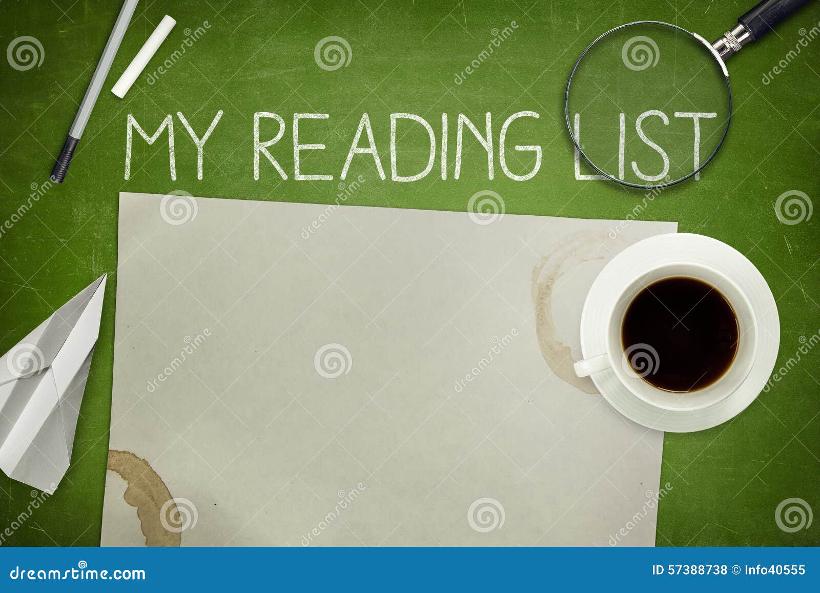 My Reading List Concept on Green Blackboard with Stock Photo - Image of ...