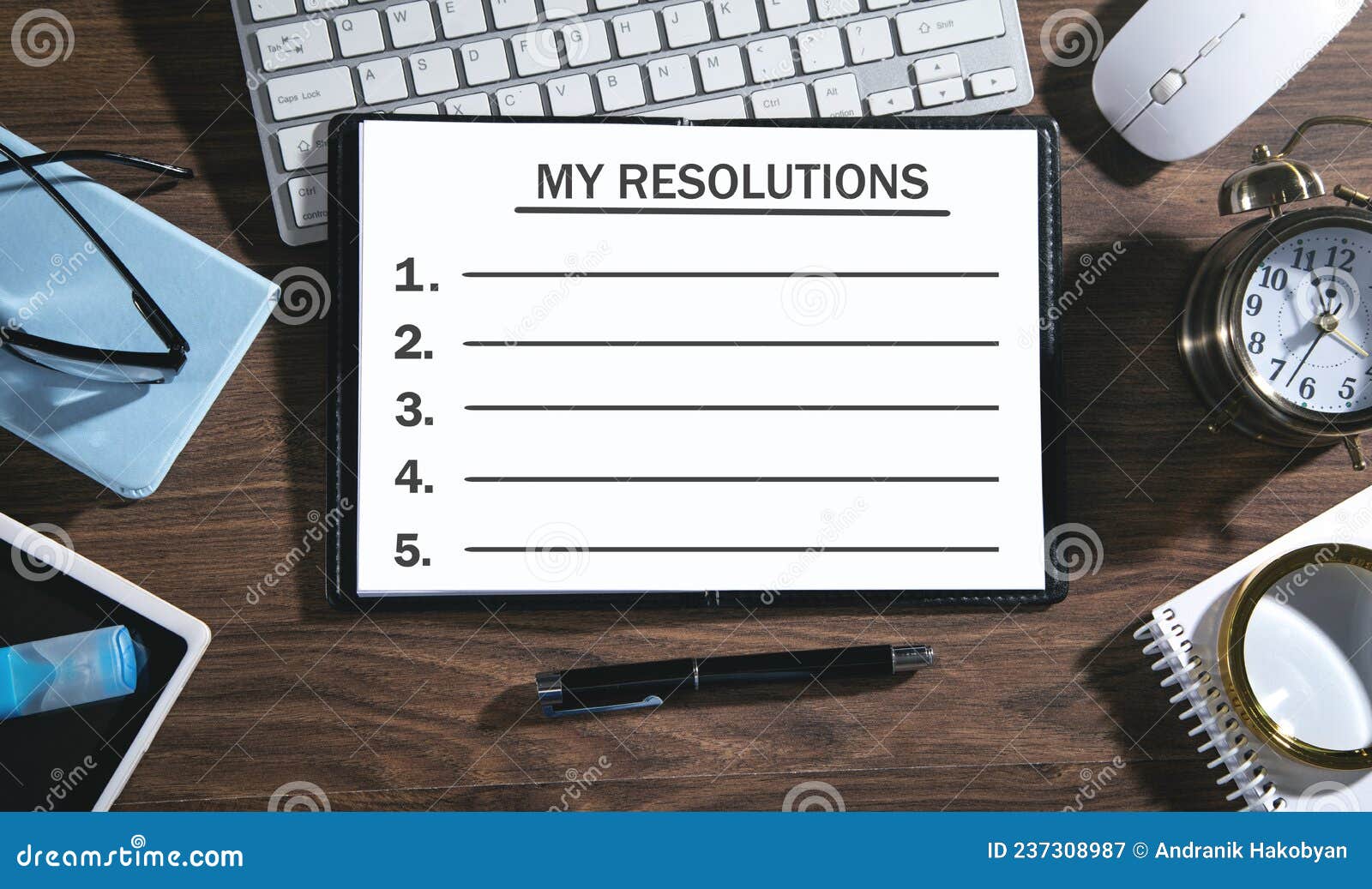My Resolutions List on Notepad with a Business Objects Stock Image ...