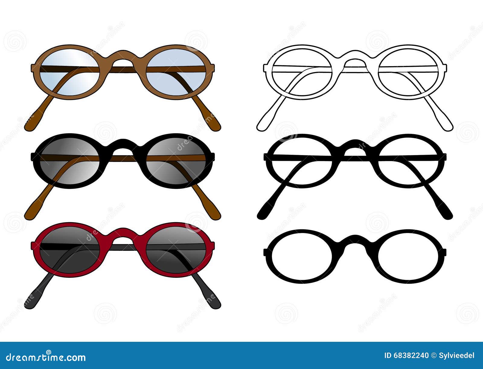 My round glasses stock vector. Illustration of drawing - 68382240