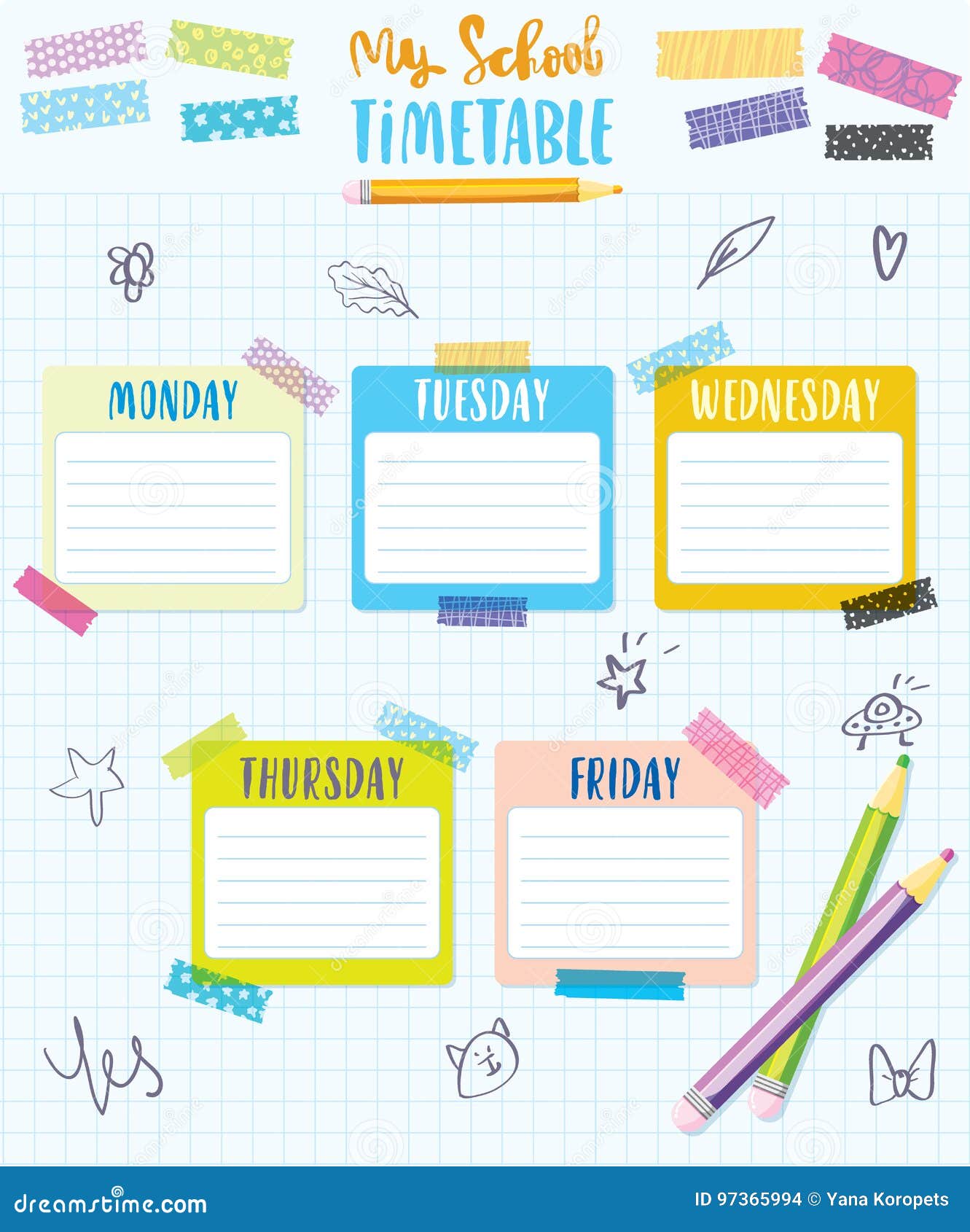 My School Timetable Schedule Back To School Stock Vector - Illustration ...