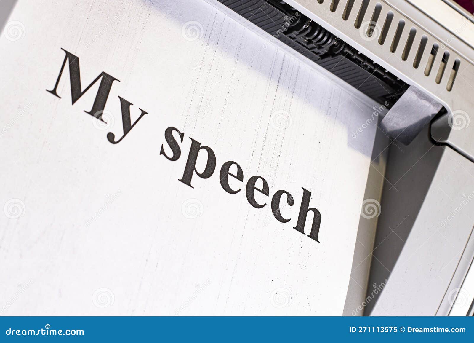 My Speech, Printed on a Sheet of Paper on an Office Printer, Top View ...