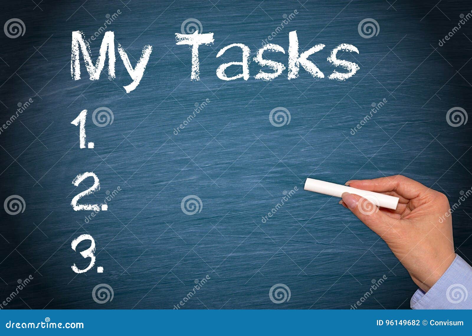 My Tasks - Checklist with Female Hand and Chalk Stock Photo - Image of ...